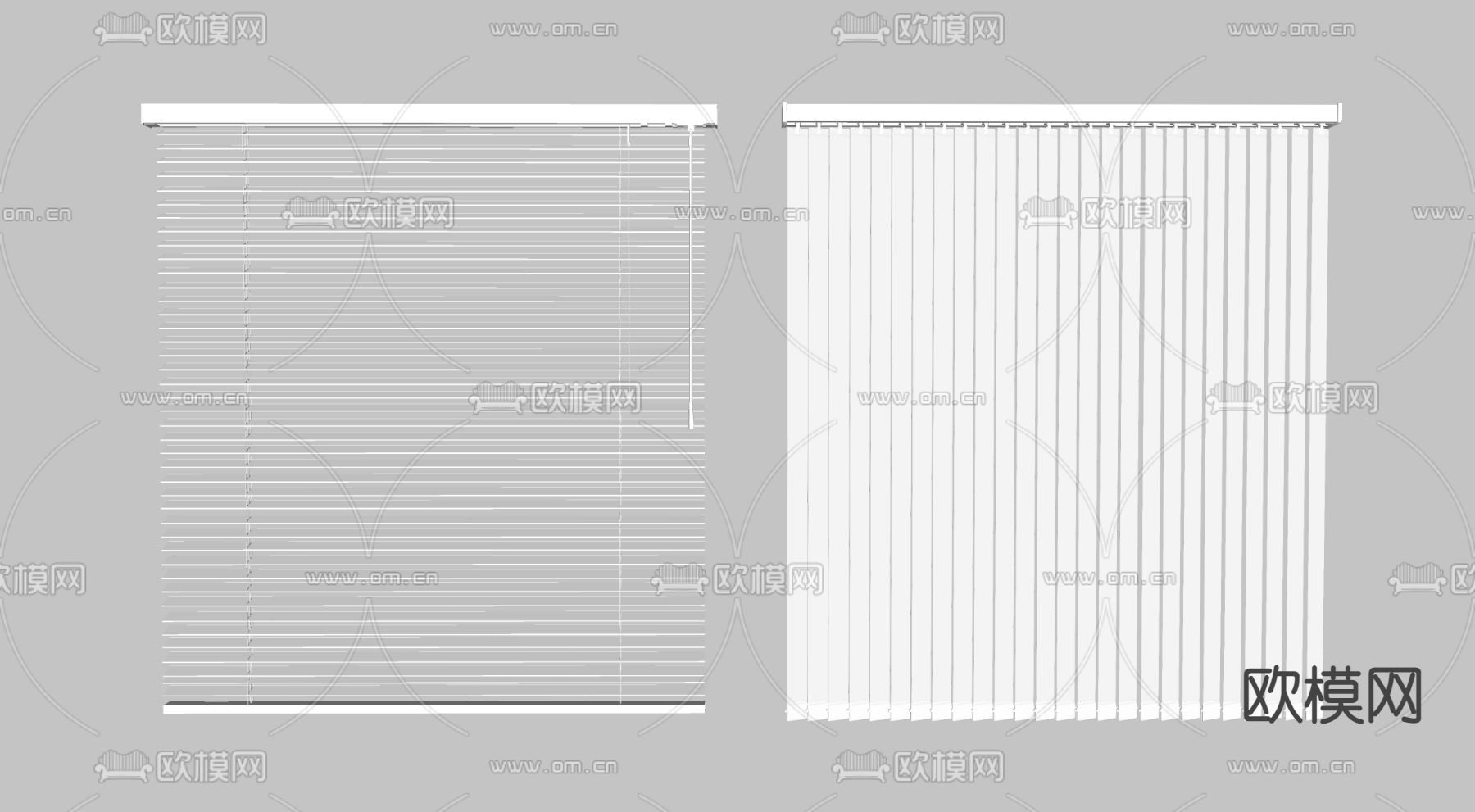 现代横百叶 竖百叶 窗帘su模型下载_ID12124982_sketchup模型下载-欧模网