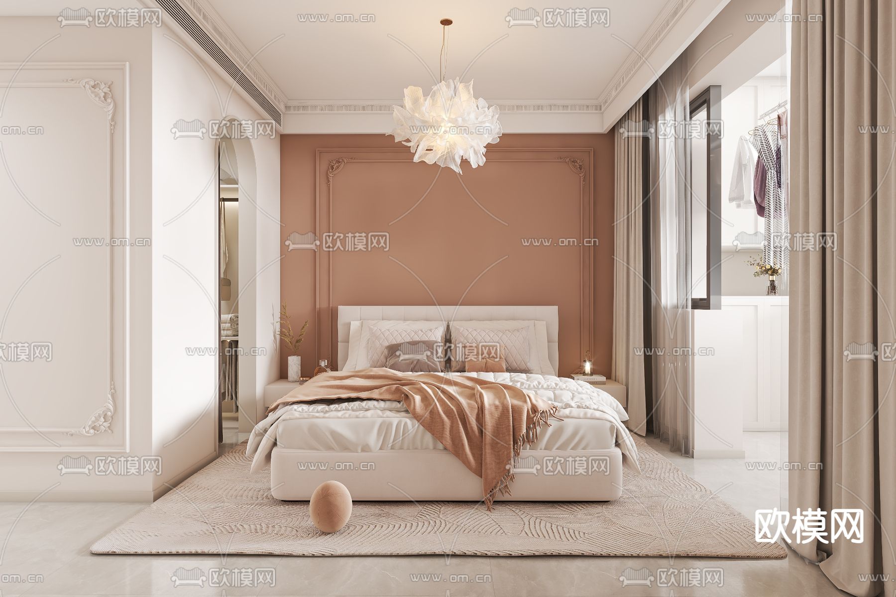 法式轻奢卧室3d模型下载_ID12129447_3dmax免费模型-欧模网