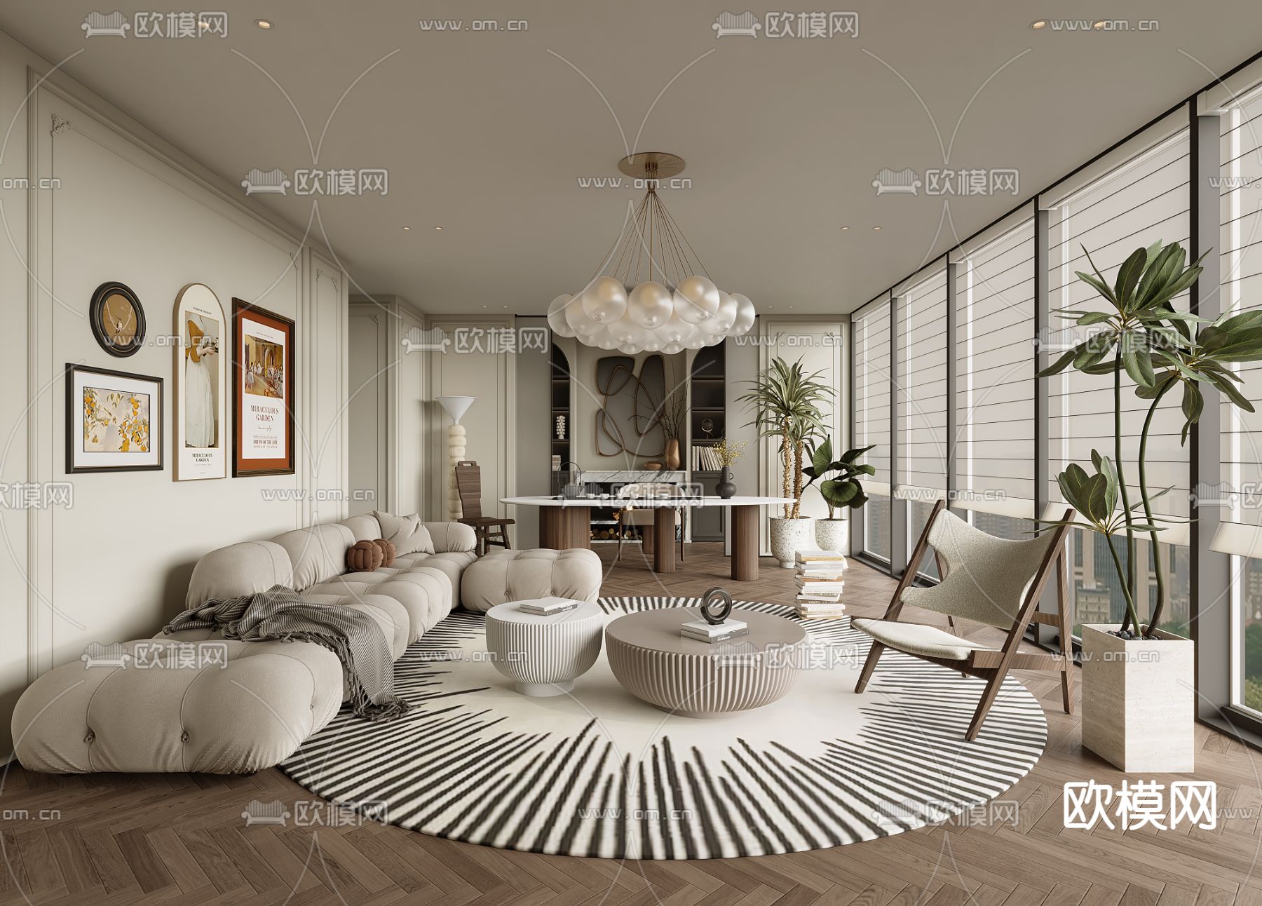 法式客餐厅3d模型下载_ID12129551_3dmax免费模型-欧模网