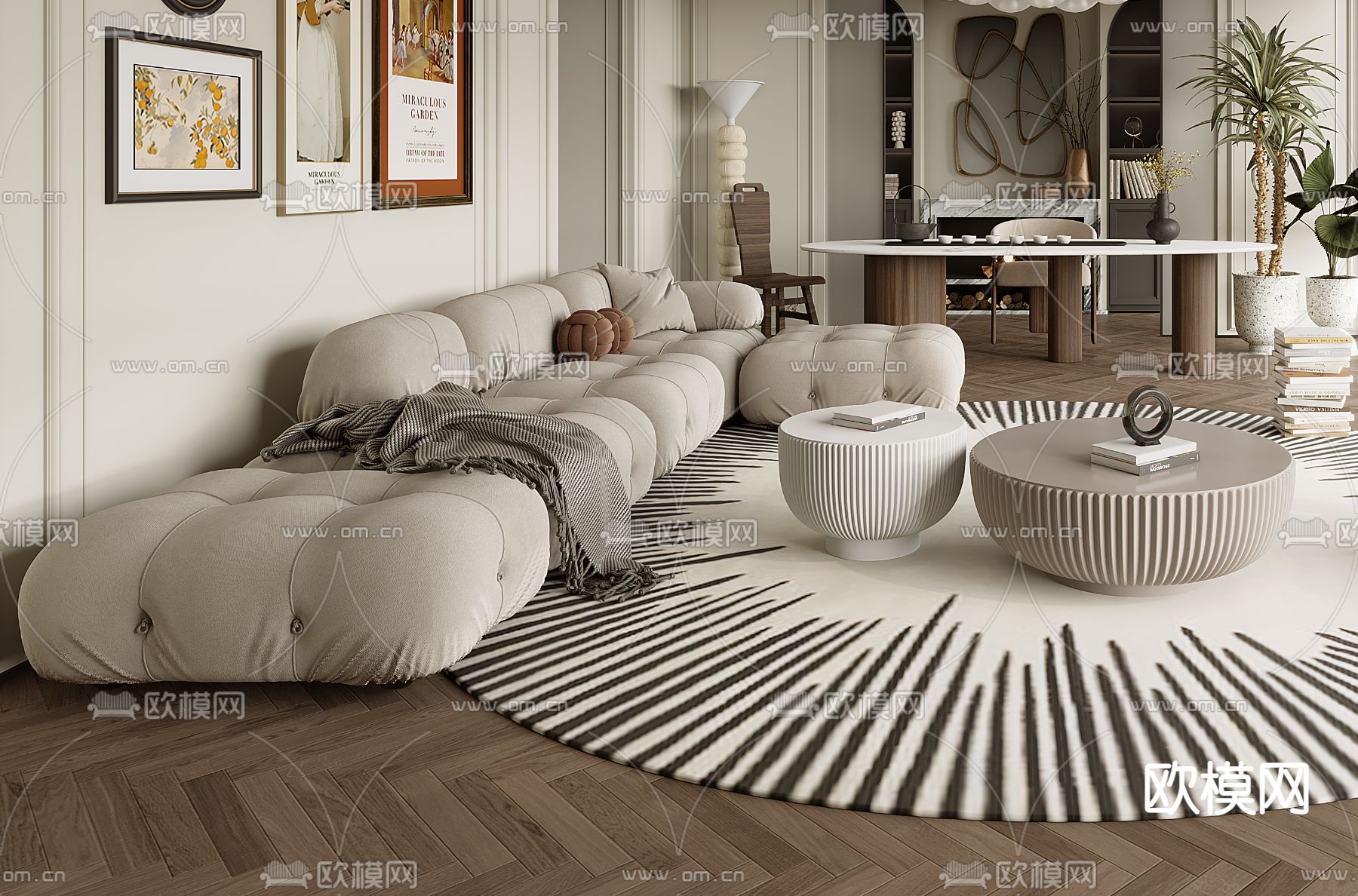 法式客餐厅3d模型下载_ID12129551_3dmax免费模型-欧模网