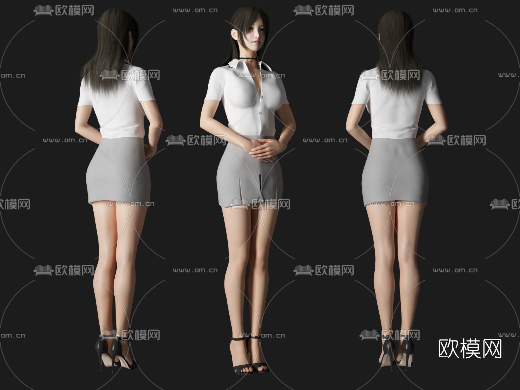 现代女性人物3d模型下载_ID12135026_3dmax免费模型-欧模网