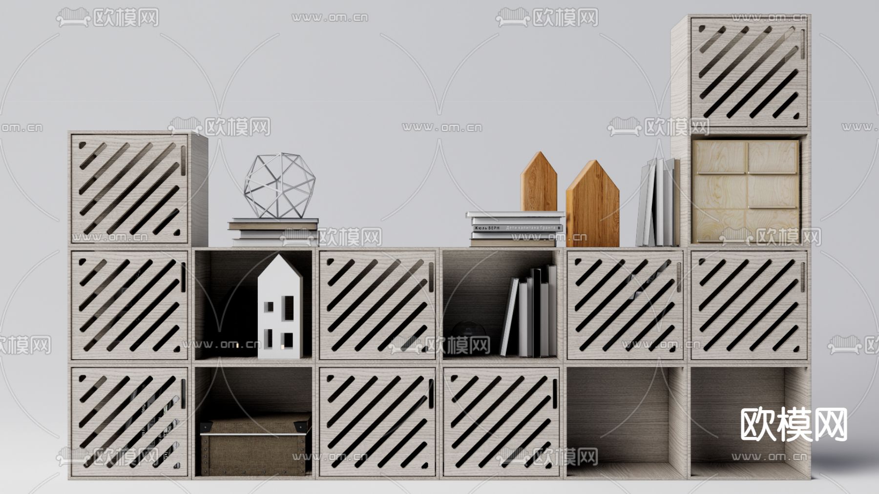 现代储物柜装饰柜su模型下载_ID12129627_sketchup模型下载-欧模网