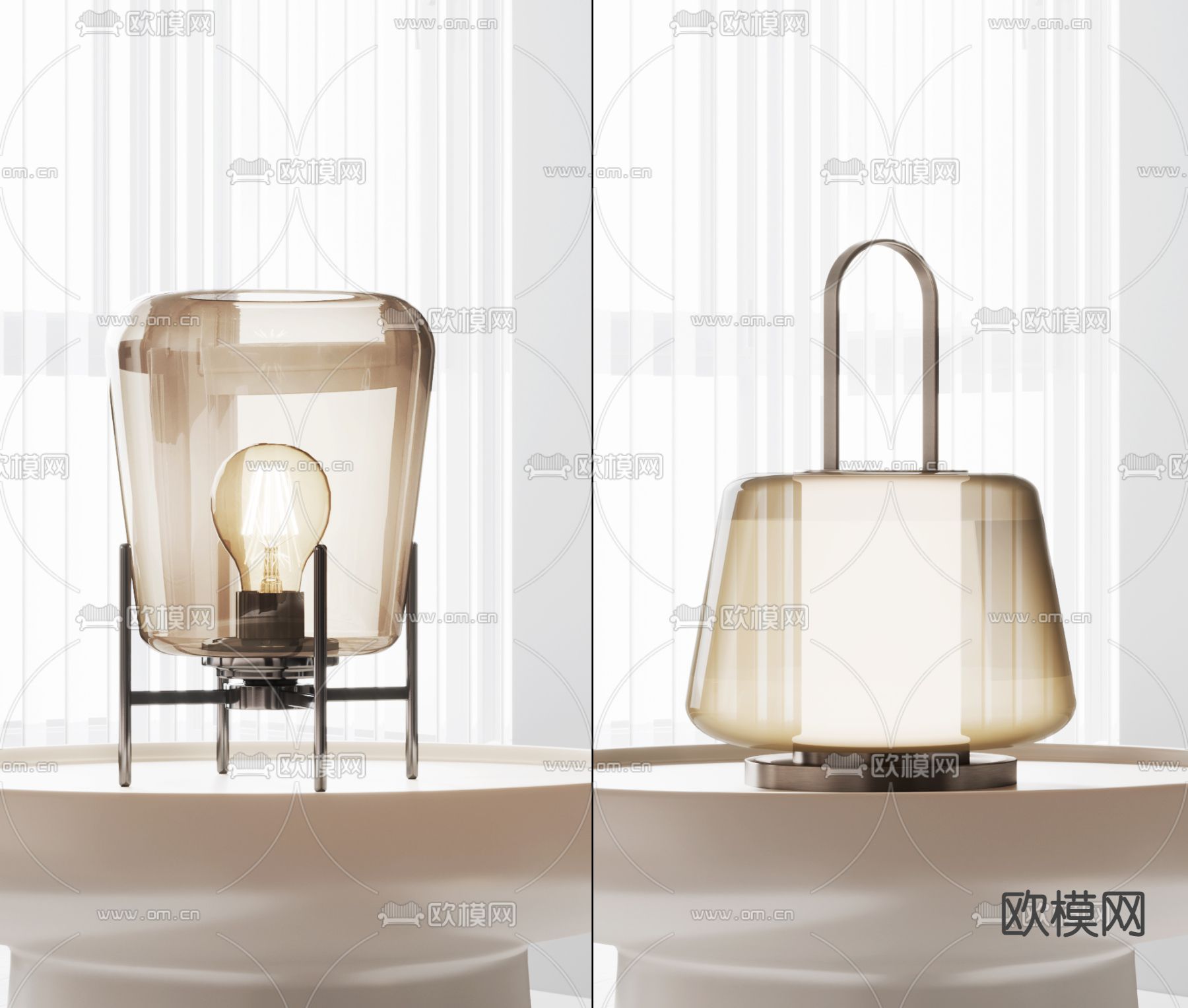 现代玻璃台灯3d模型下载_ID12146090_3dmax免费模型-欧模网