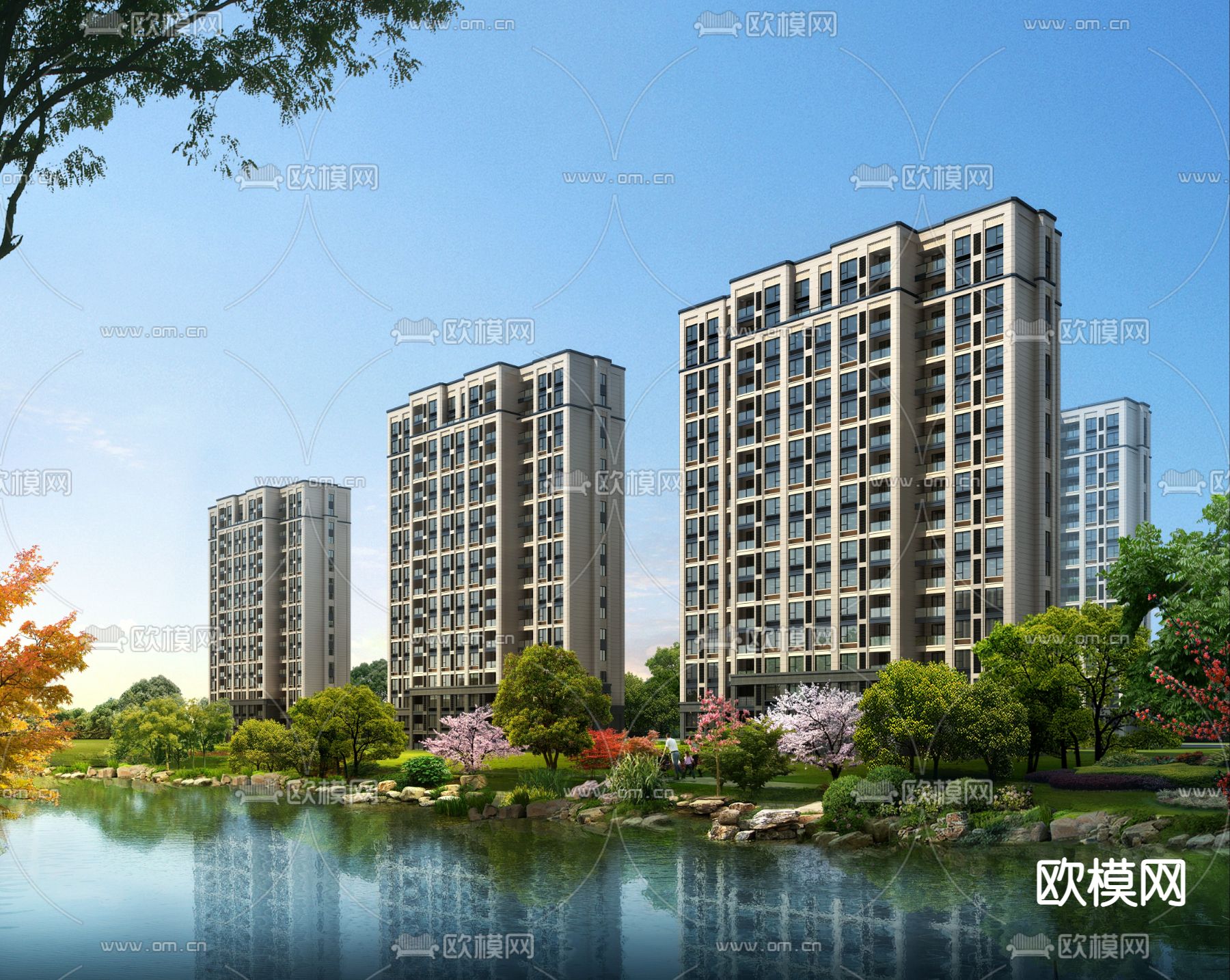 现代住宅楼建筑外观psd下载 Id12148444 3dmax免费模型 欧模网