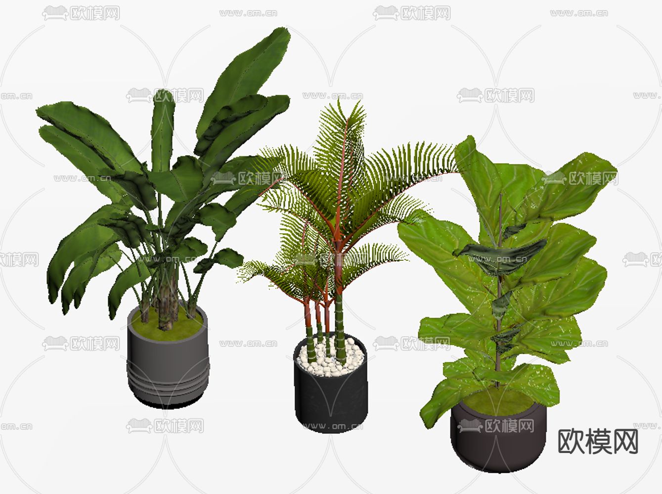 现代绿植盆栽 盆景su模型下载_ID12146314_sketchup模型下载-欧模网