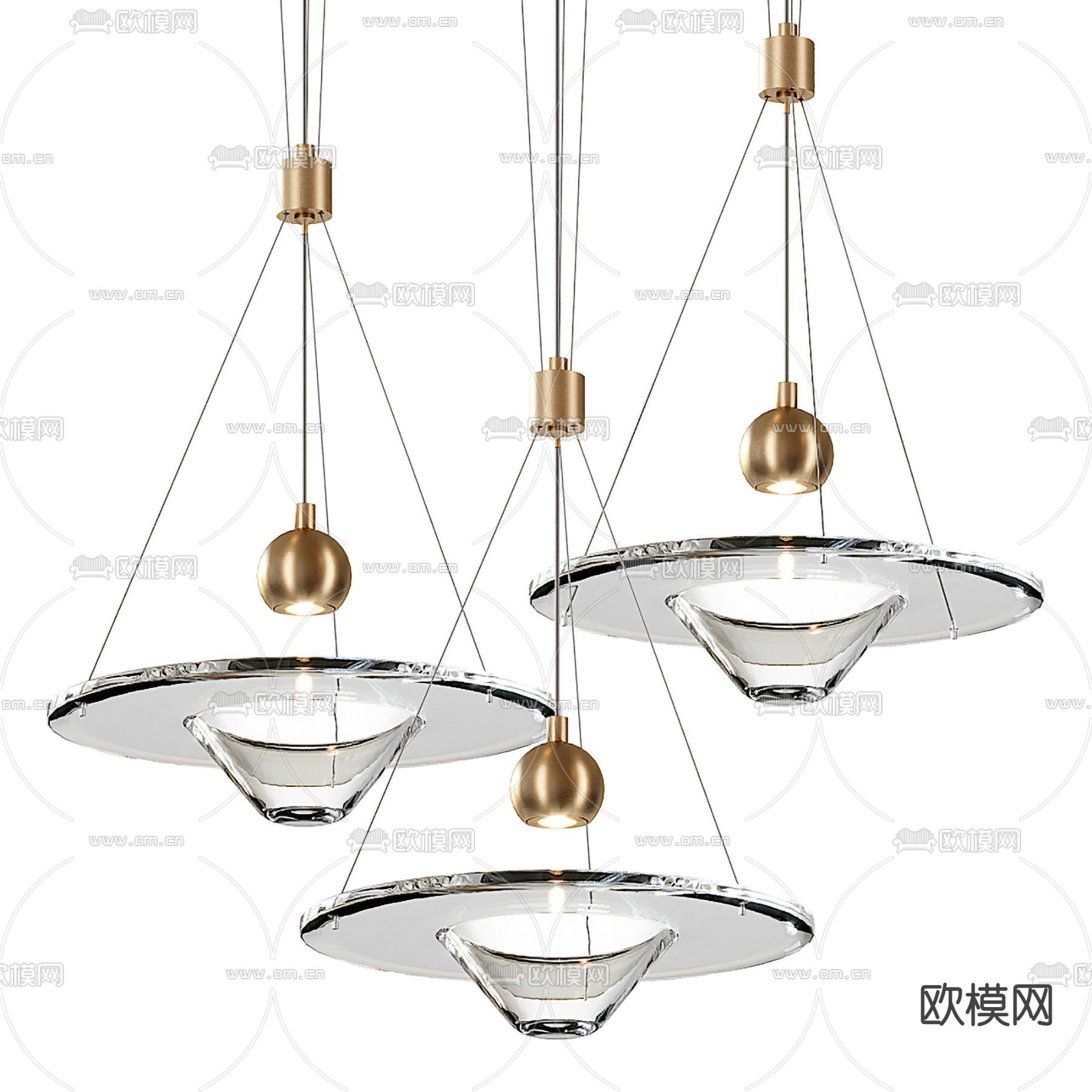 Flos圆形玻璃吊灯3d模型下载_ID12151612_3dmax免费模型-欧模网