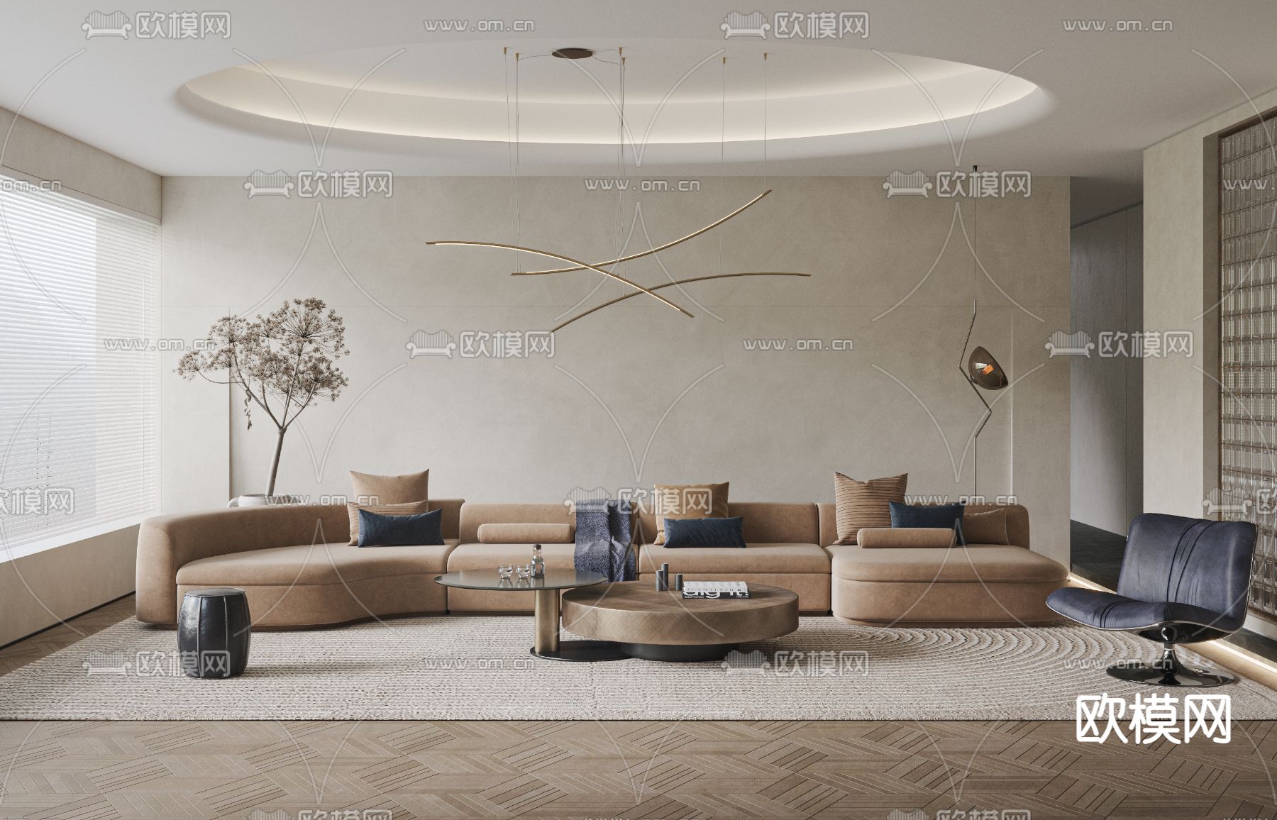 BAXTER组合沙发 客厅3d模型下载_ID12162608_3dmax免费模型-欧模网