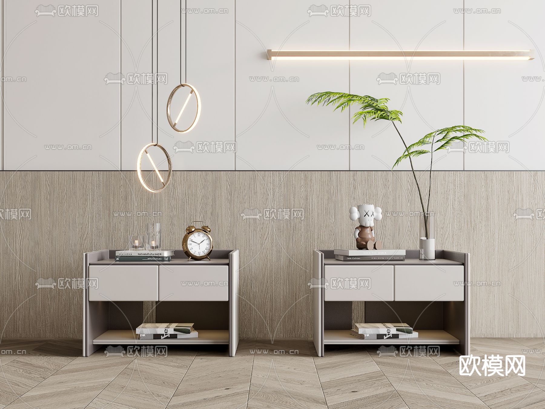 现代床头柜3d模型下载_ID12160959_3dmax免费模型-欧模网