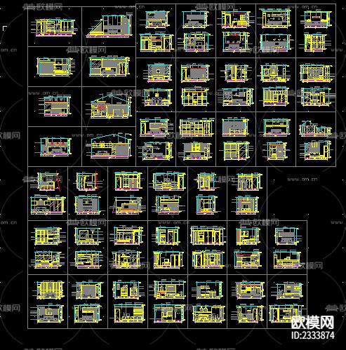 卧室立面装修方案cad施工图-免费3dmax模型库-欧模网