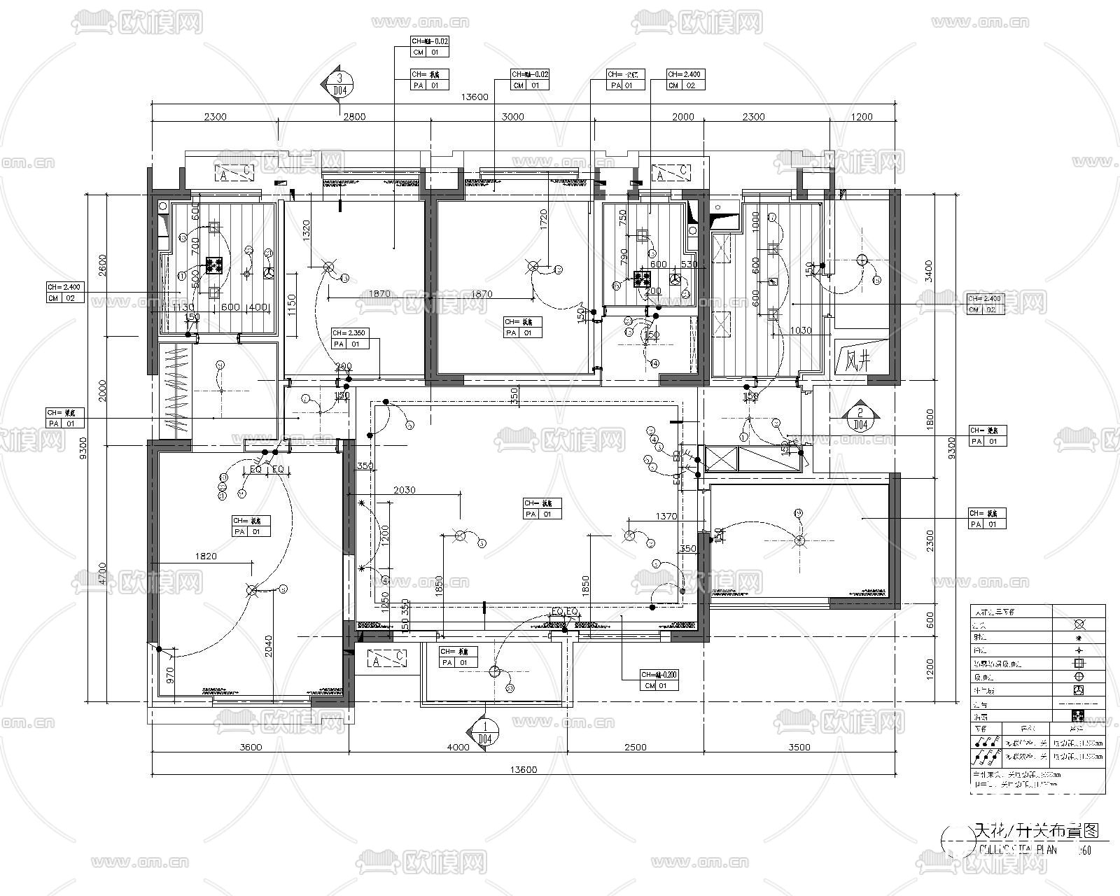 住宅平面布置CAD施工图-免费3dmax模型库-欧模网