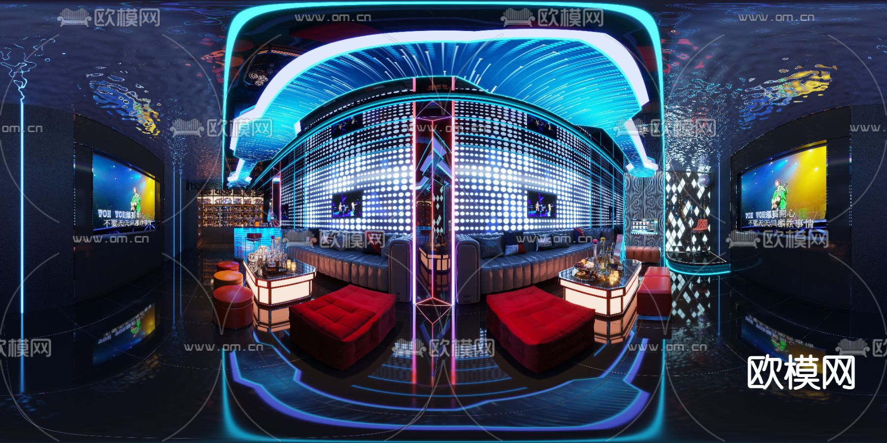 现代KTV包厢 包房cr全景3d模型下载_ID12176676_3dmax免费模型-欧模网