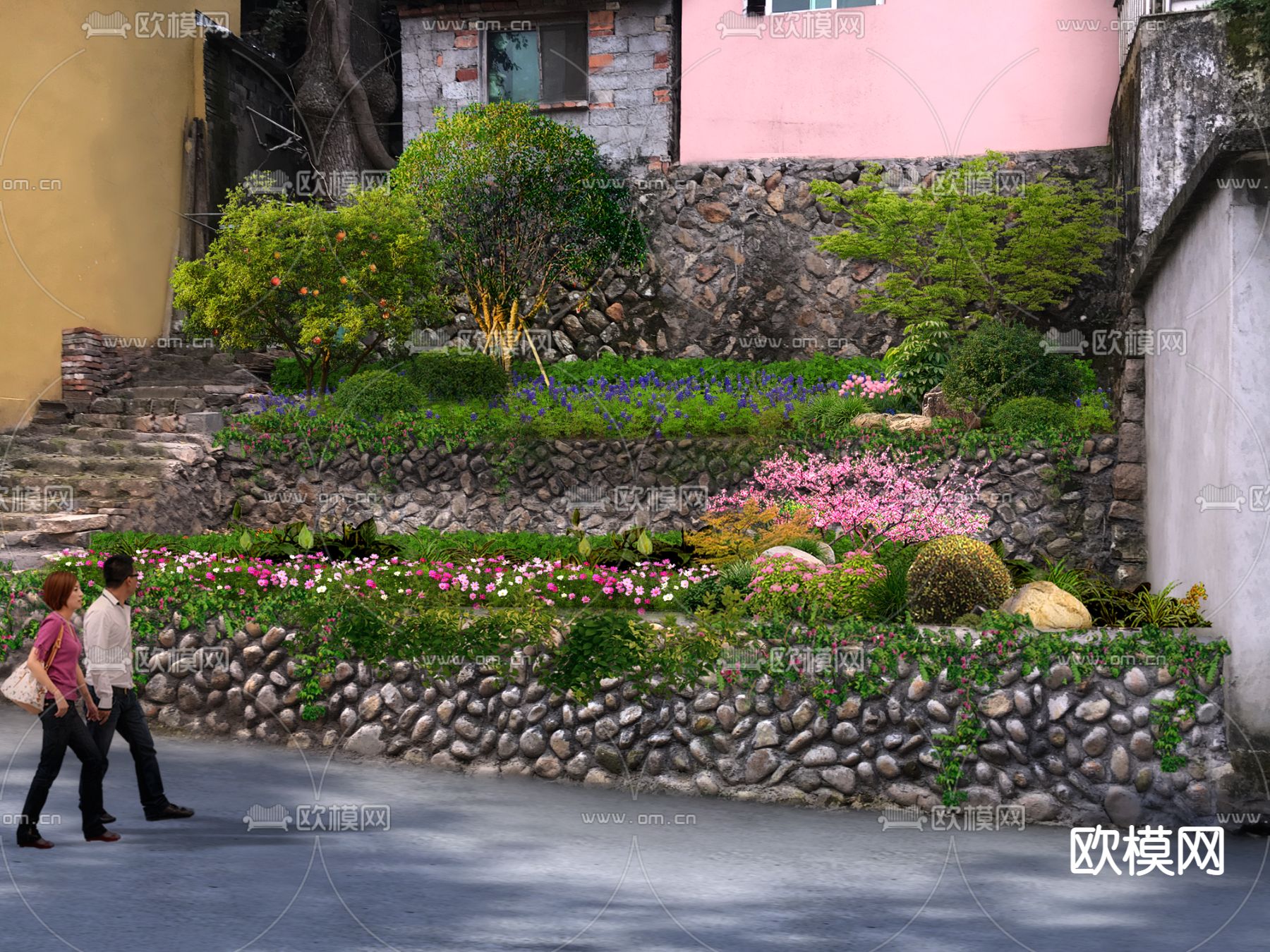 现代绿植造景小品psd下载_ID12178683_3dmax免费模型-欧模网