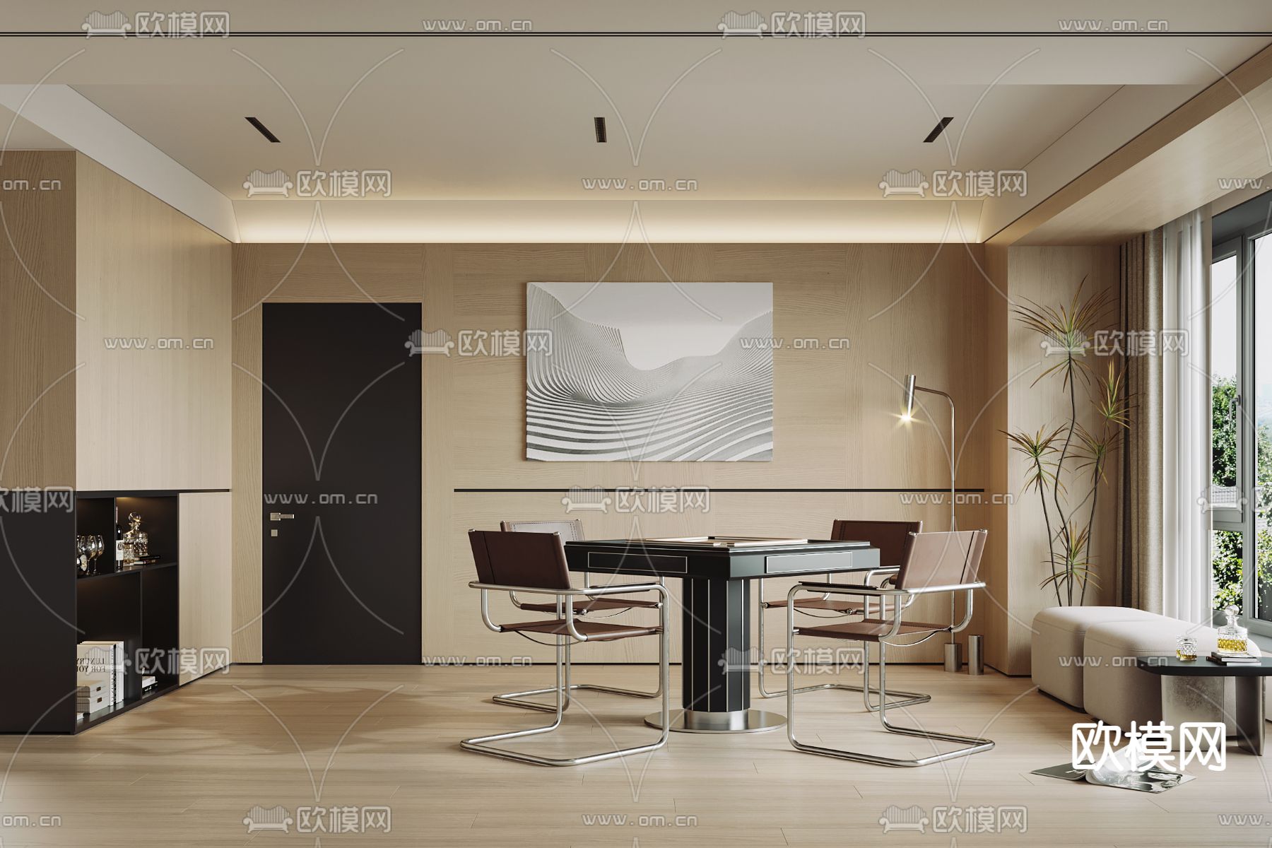 侘寂棋牌室 麻将室3d模型下载_ID12191968_3dmax免费模型-欧模网