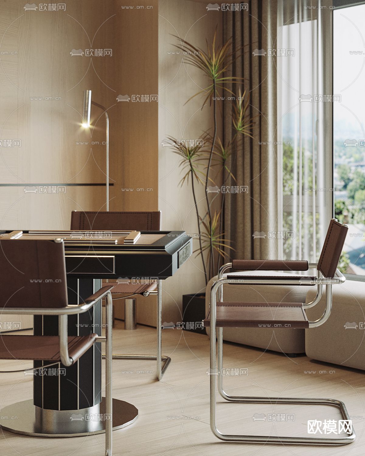 侘寂棋牌室 麻将室3d模型下载_ID12191968_3dmax免费模型-欧模网