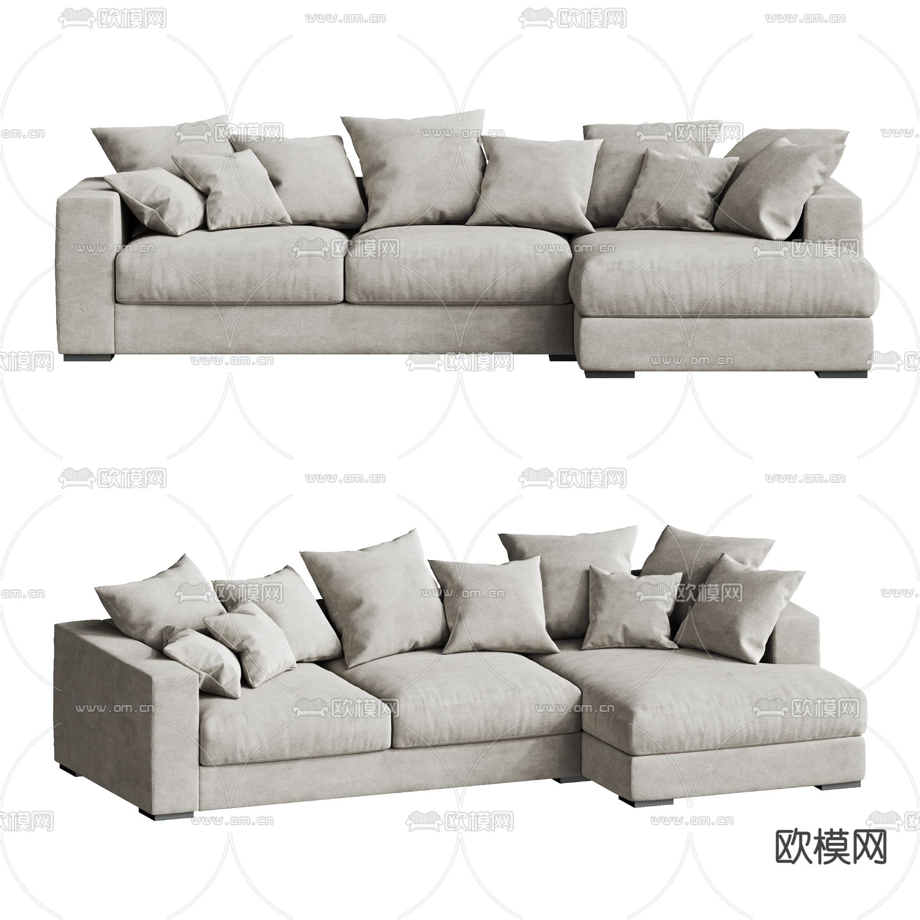 转角沙发 布艺沙发3d模型下载_ID12197033_3dmax免费模型-欧模网