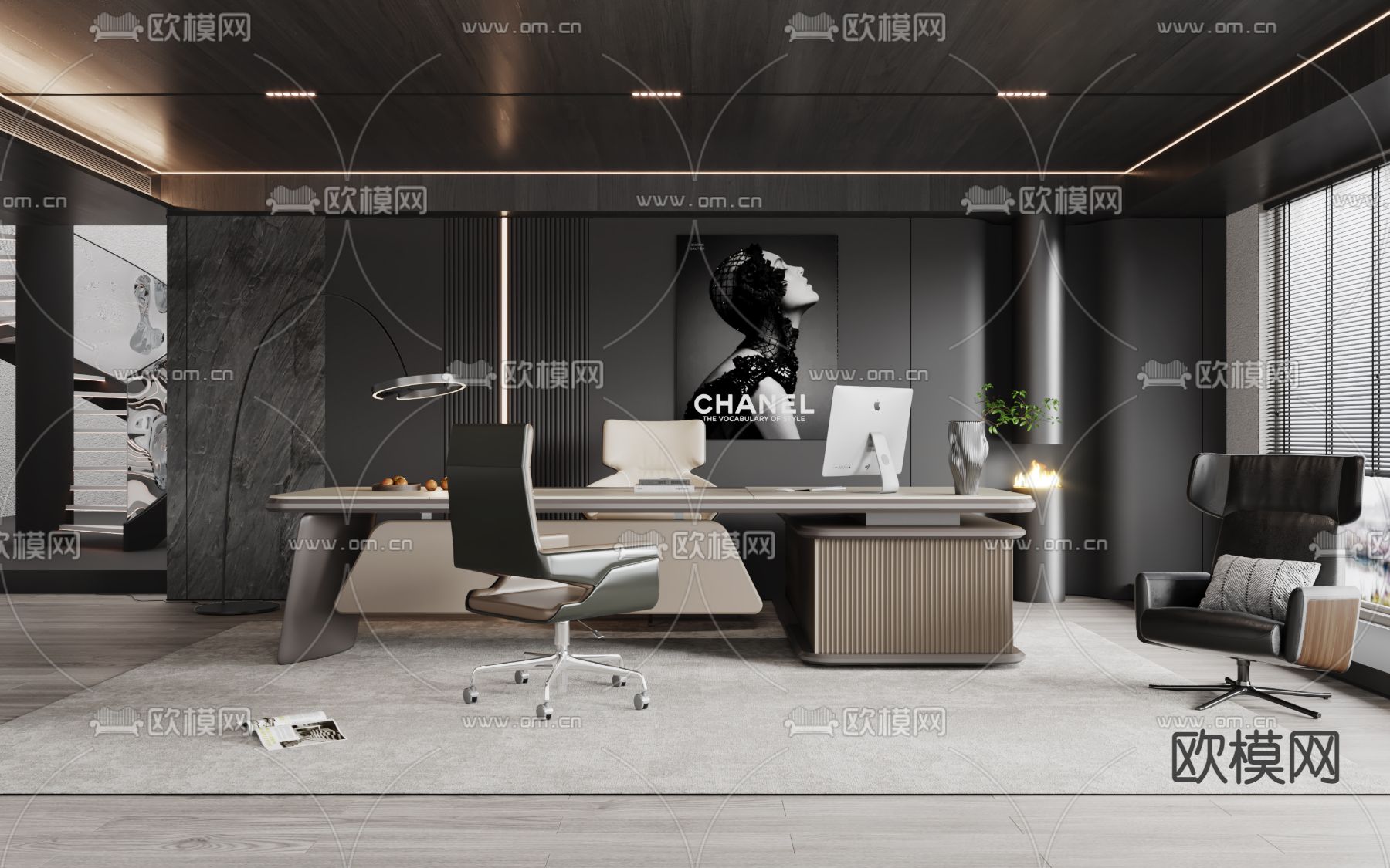 Minotti 米洛提 大班台 办公桌3d模型下载_ID12200195_3dmax免费模型-欧模网