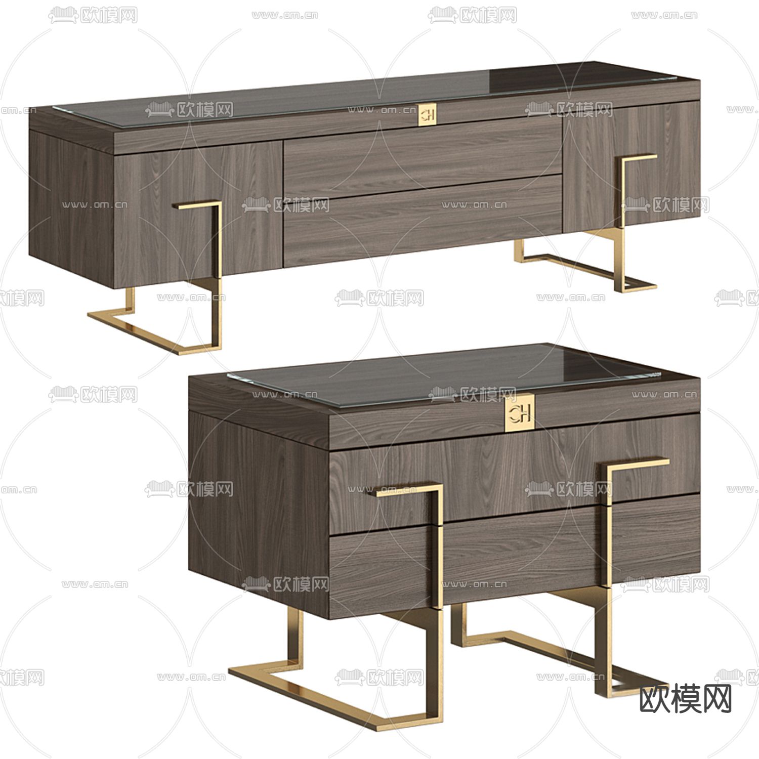 米洛提 Minotti 电视柜 床头柜3d模型下载_ID12201532_3dmax免费模型-欧模网