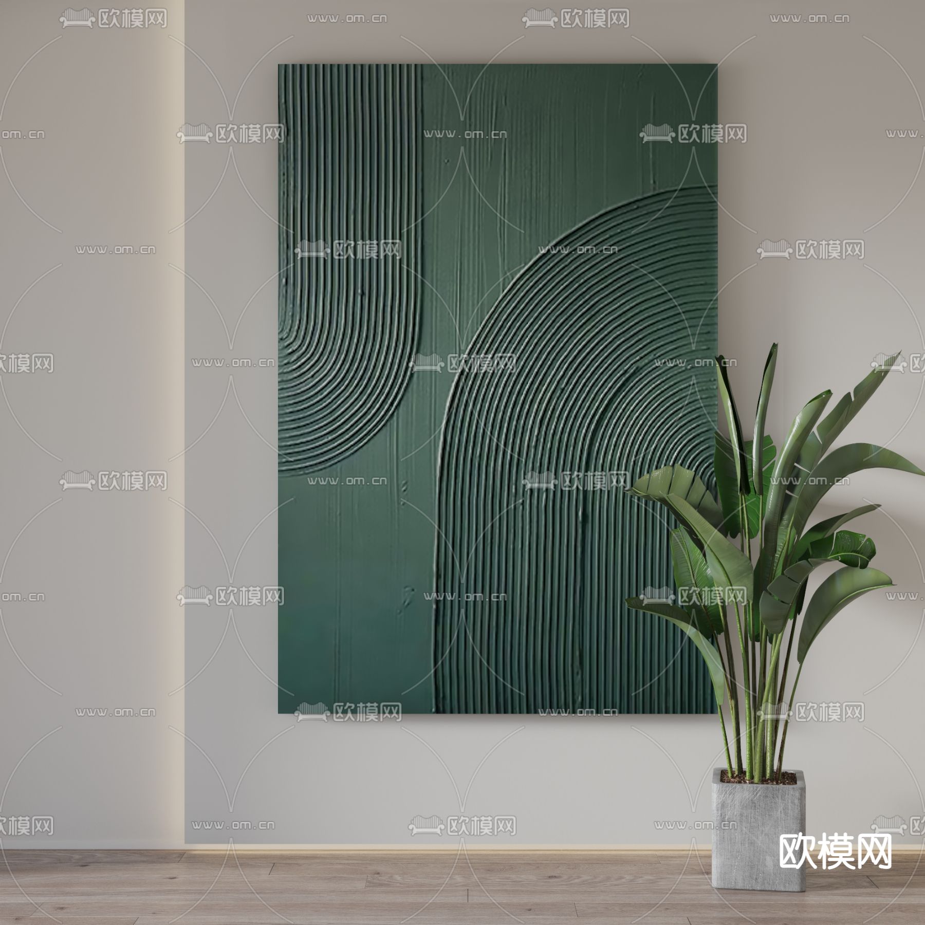 现代绿色肌理挂画3d模型下载_ID12205339_3dmax免费模型-欧模网