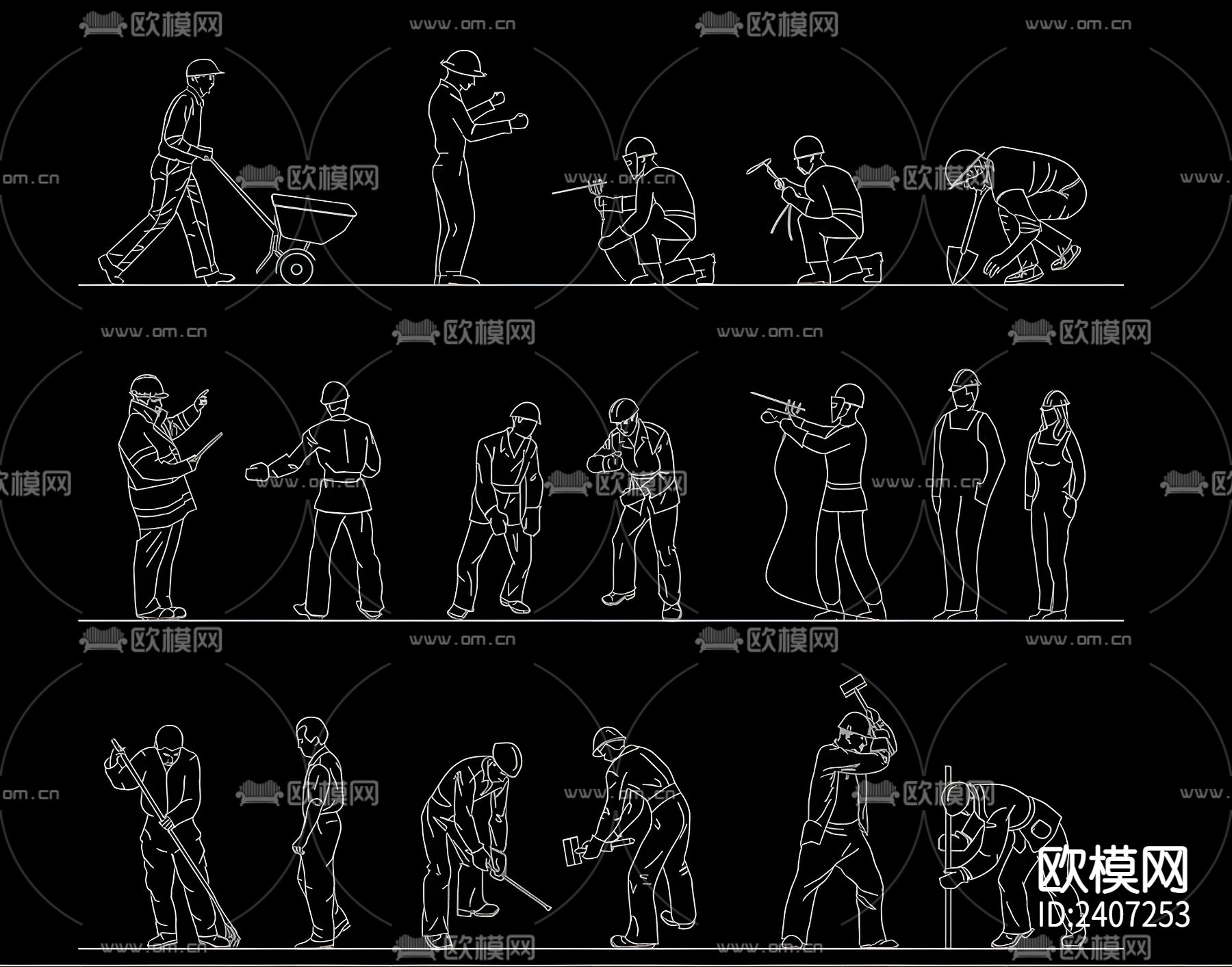 工人设计cad施工图-免费3dmax模型库-欧模网