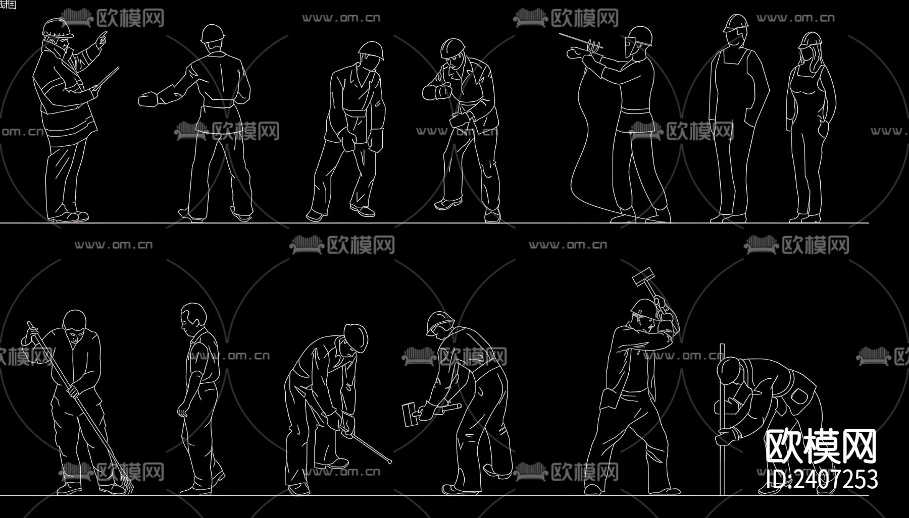 工人设计cad施工图-免费3dmax模型库-欧模网