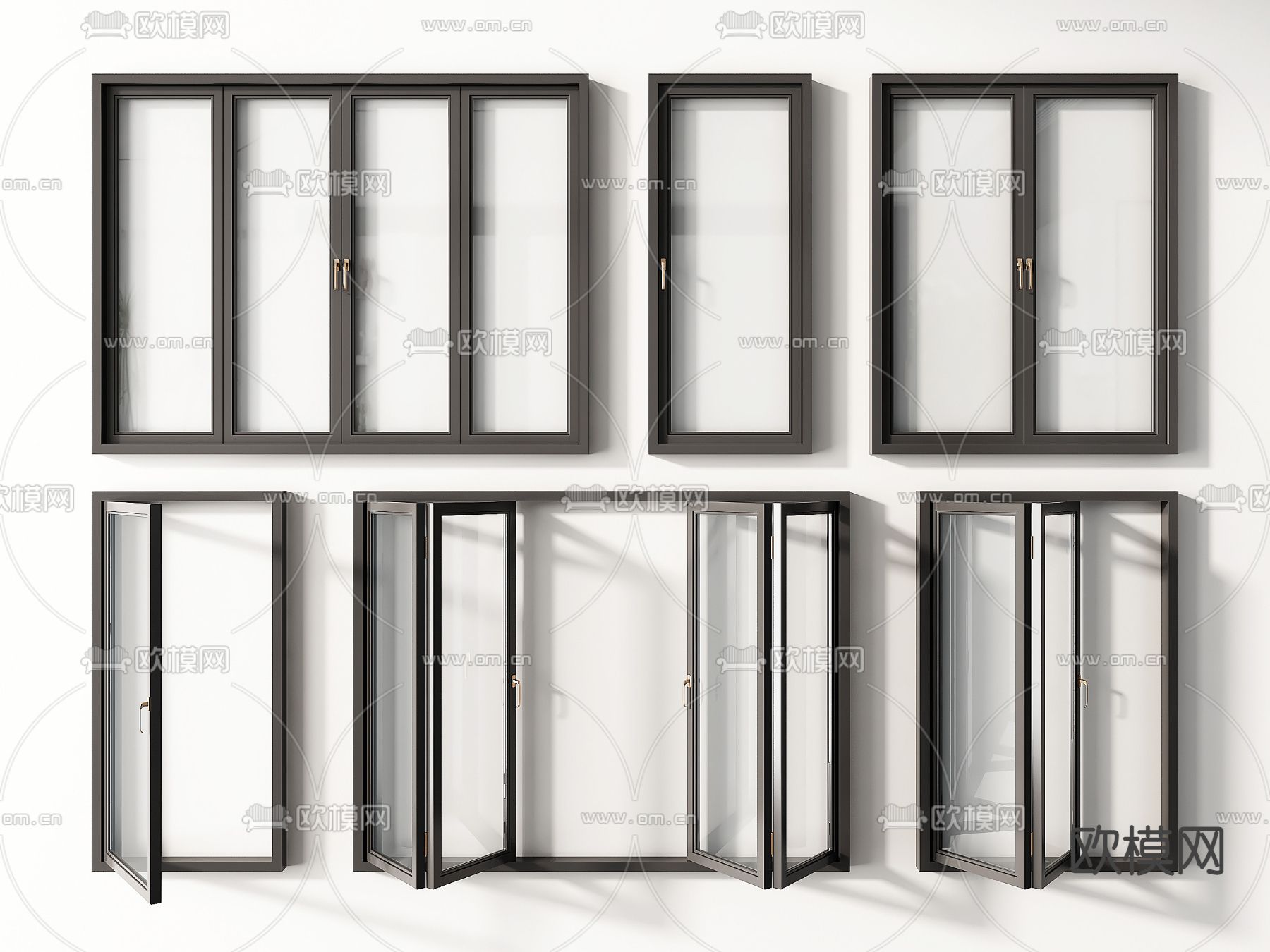 折叠窗 平开窗 窗户3d模型下载_ID12243173_3dmax免费模型-欧模网