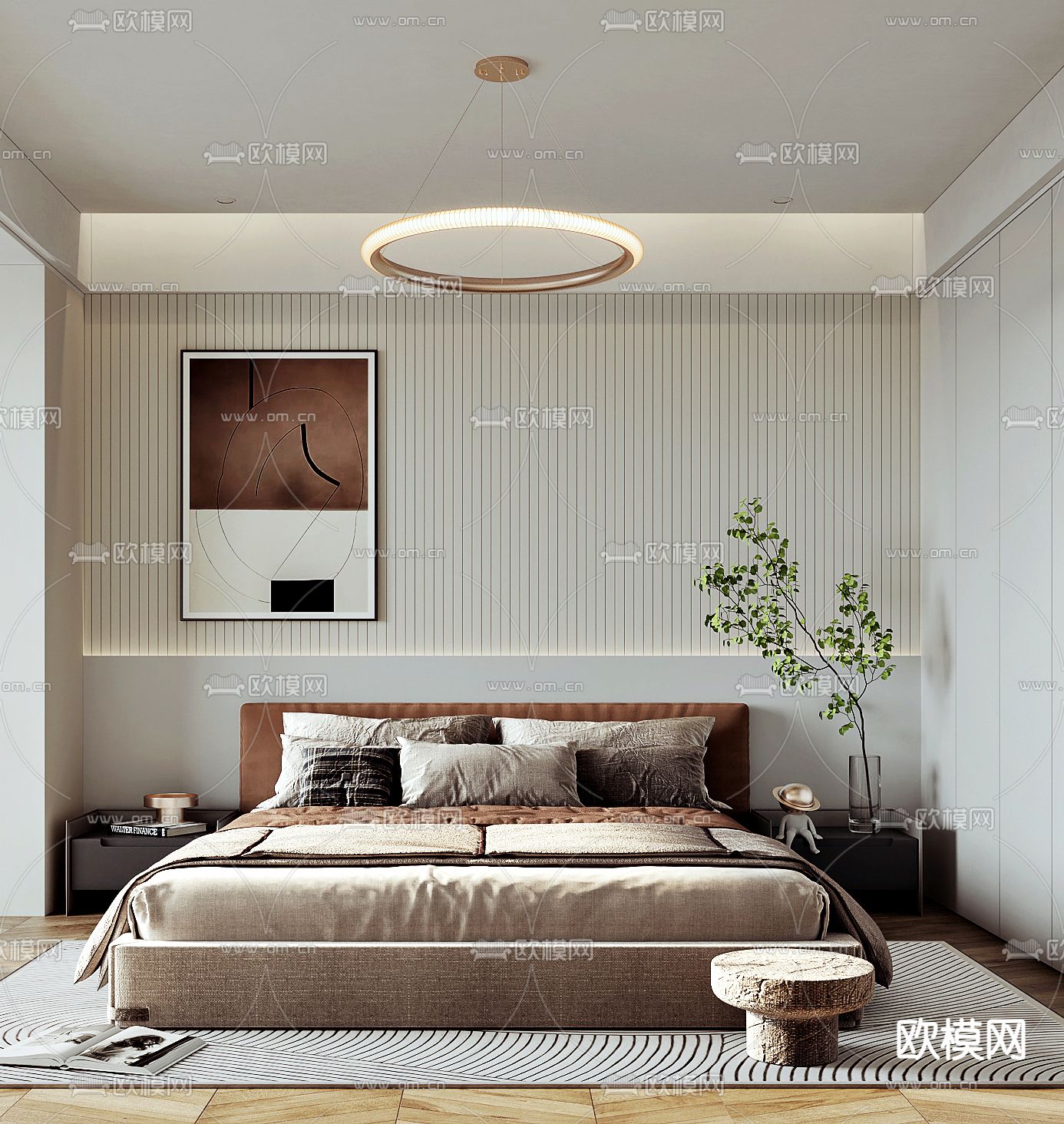 现代卧室 主人房 主卧3d模型下载_ID12248979_3dmax免费模型-欧模网