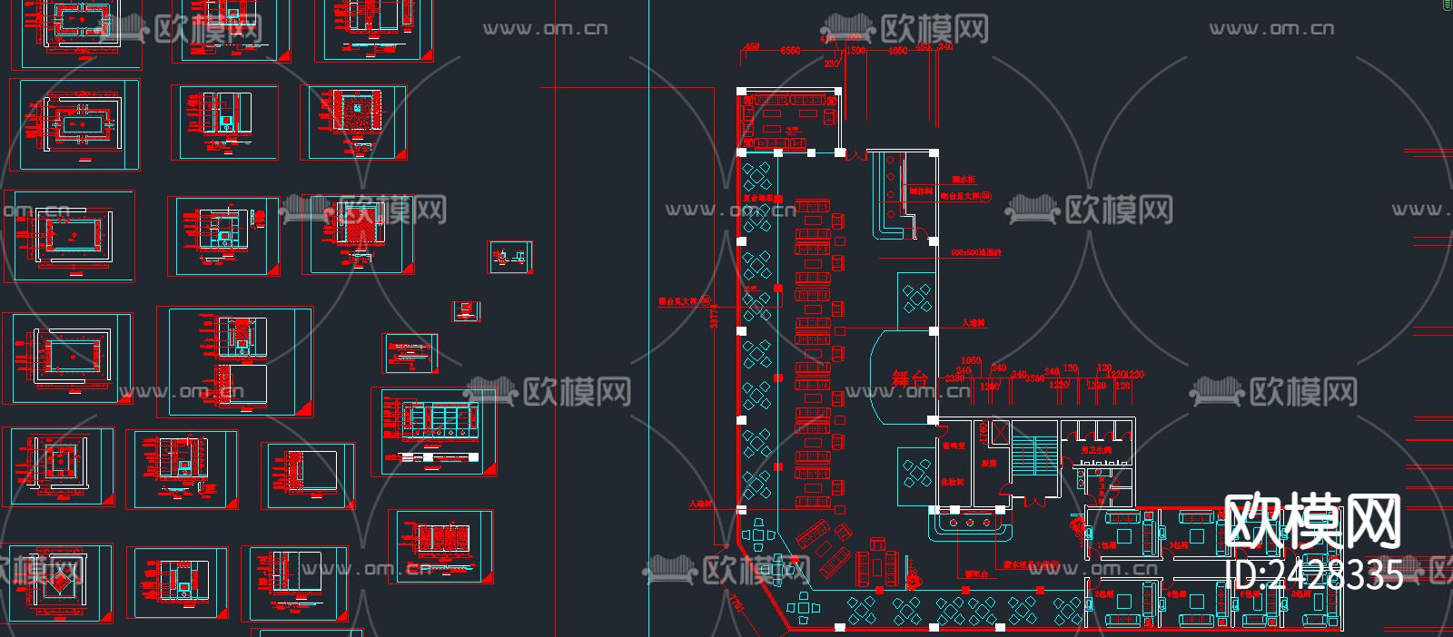KTV包箱装修设计cad施工图-免费3dmax模型库-欧模网