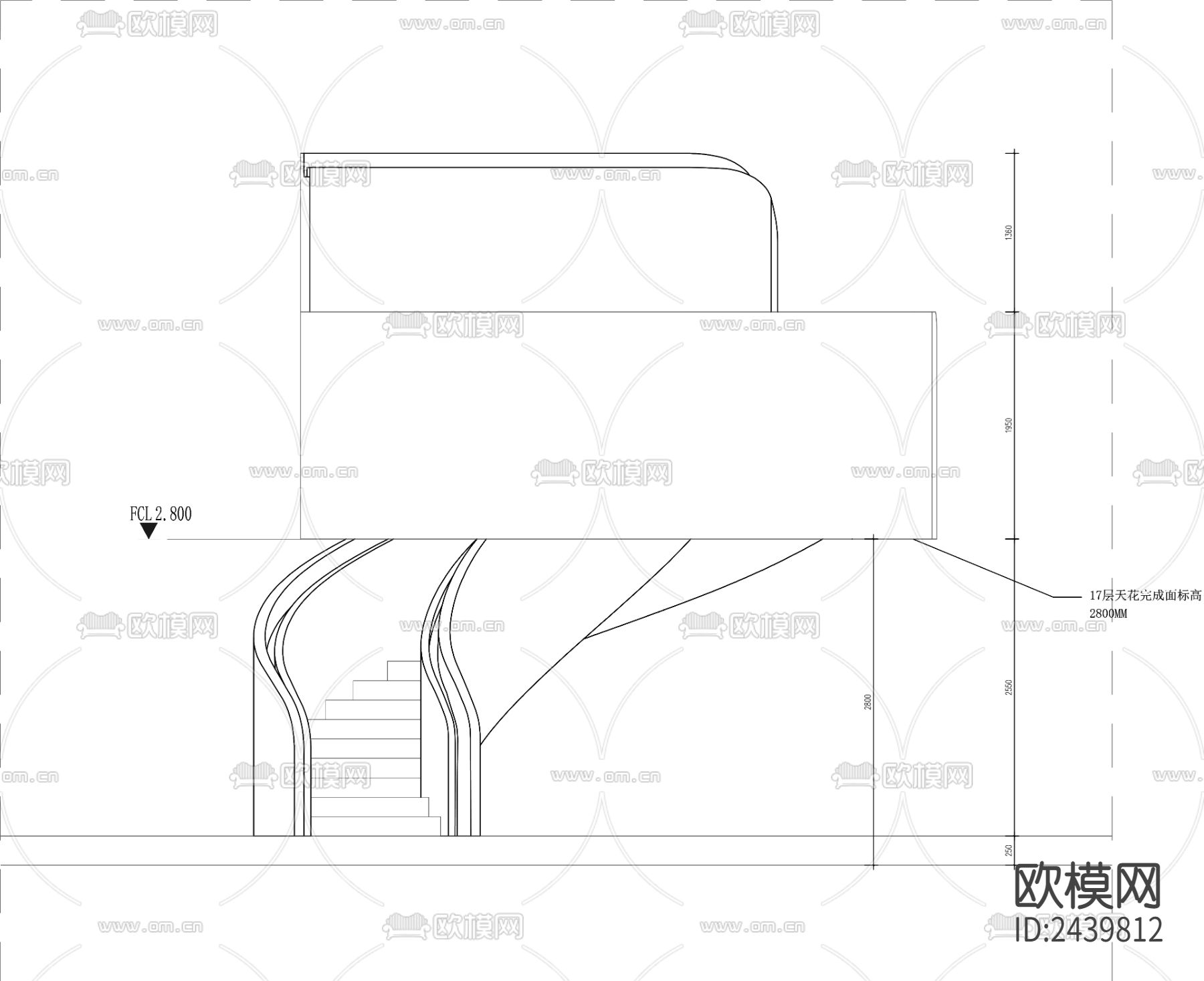 旋转楼梯GRG扶梯节点大样-免费3dmax模型库-欧模网