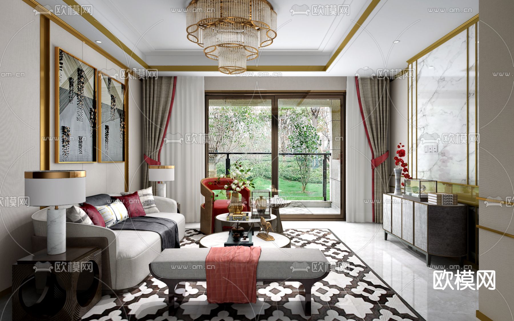 Robert Cheng设计 现代客厅su模型下载_ID12292250_sketchup模型下载-欧模网