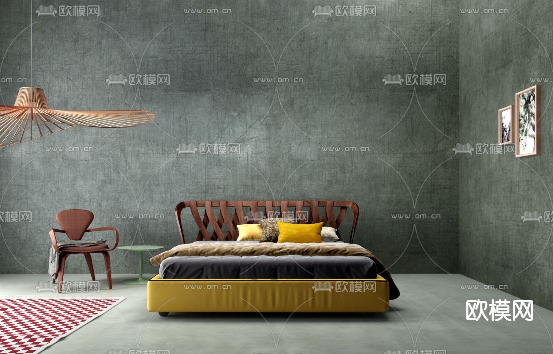 意大利TWILS品牌 北欧个性布艺双人床su模型下载_ID12292975_sketchup模型下载-欧模网