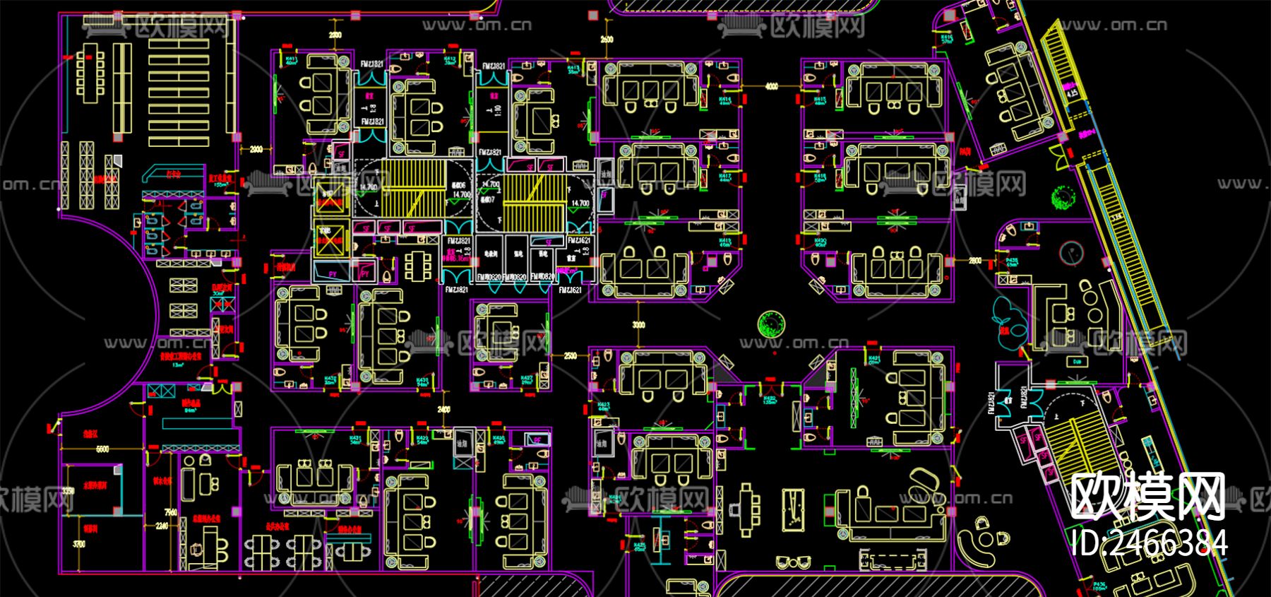 夜总会KTV平面CAD施工图-免费3dmax模型库-欧模网