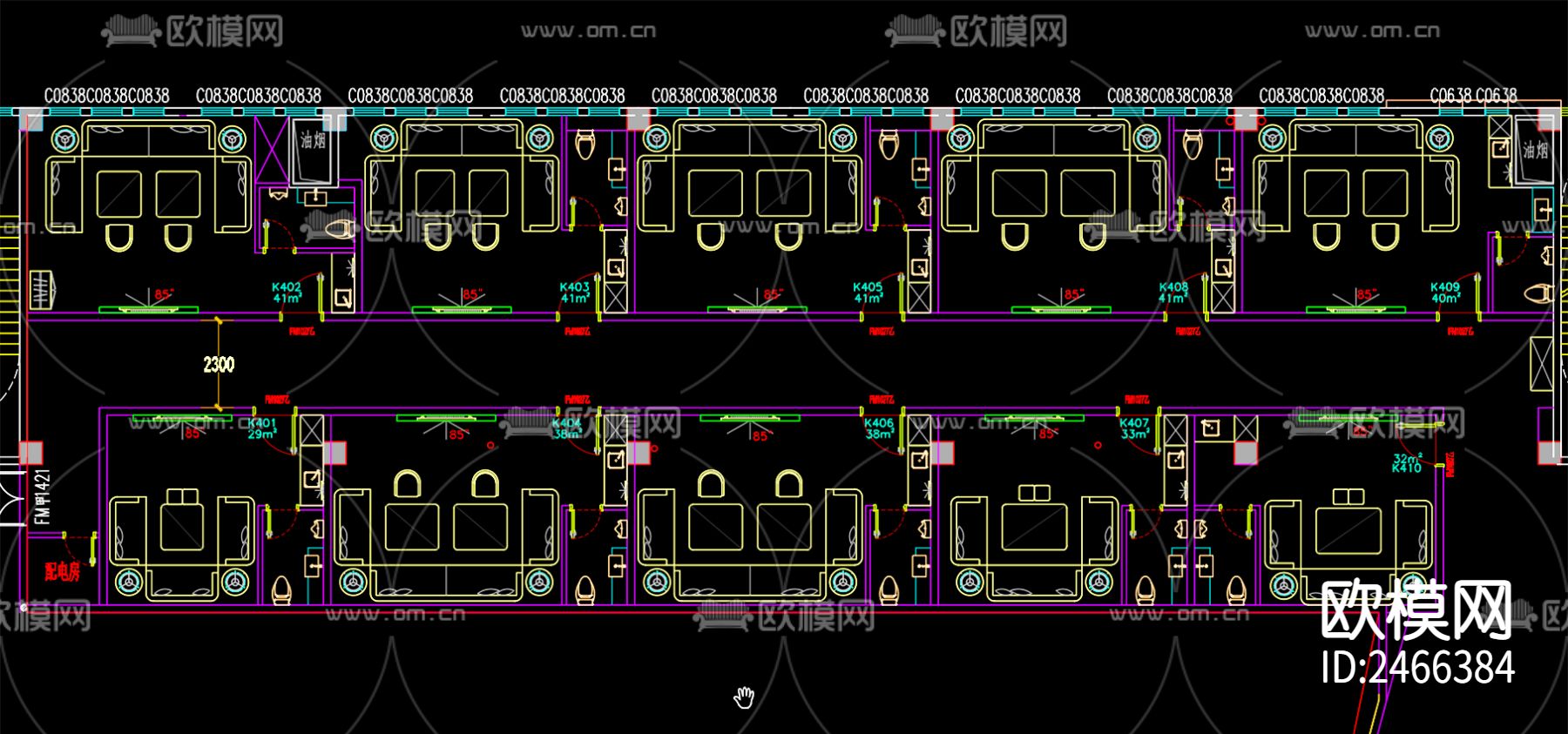 夜总会KTV平面CAD施工图-免费3dmax模型库-欧模网