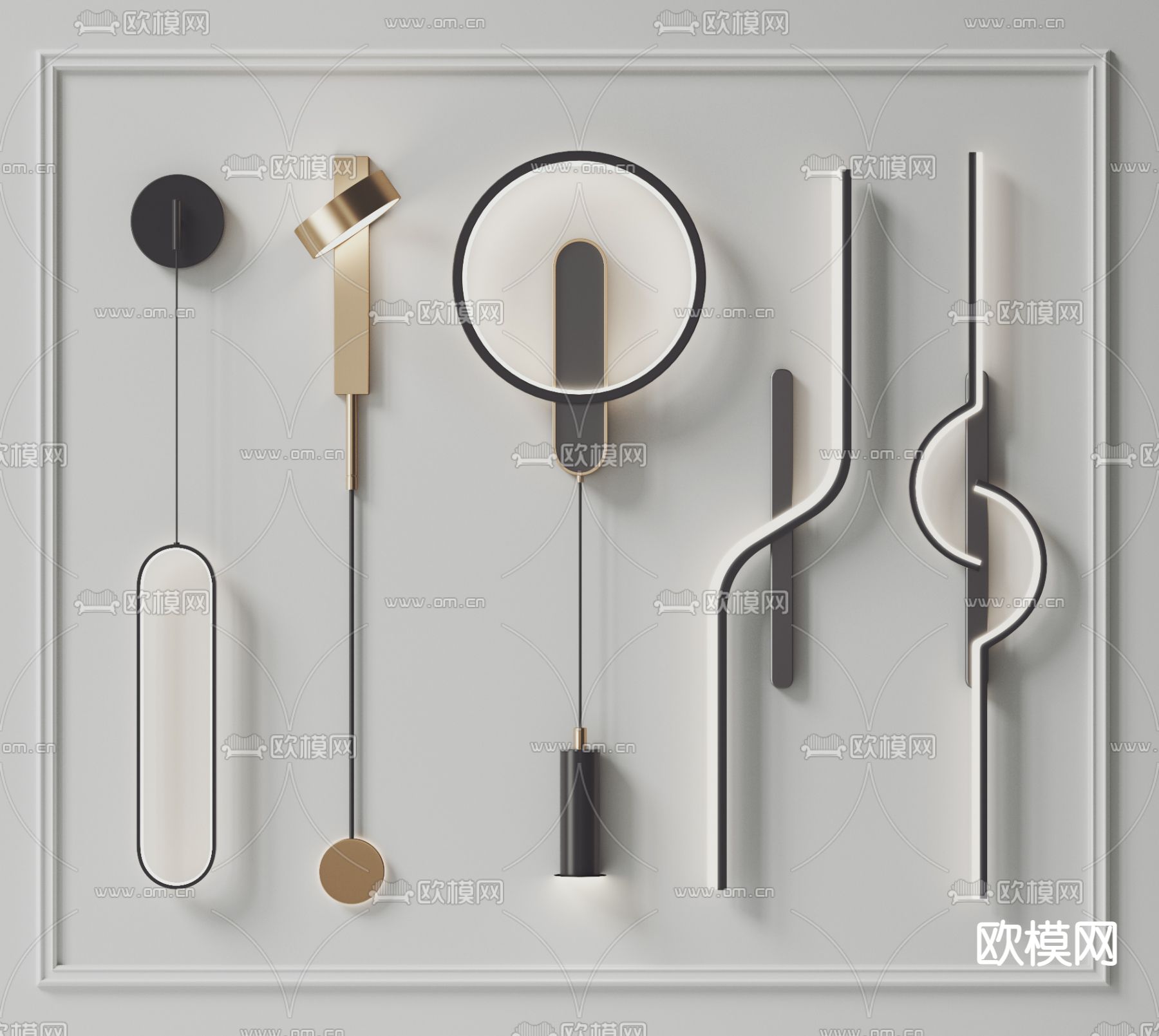 线形壁灯 几何壁灯3d模型下载_ID12299283_3dmax免费模型-欧模网