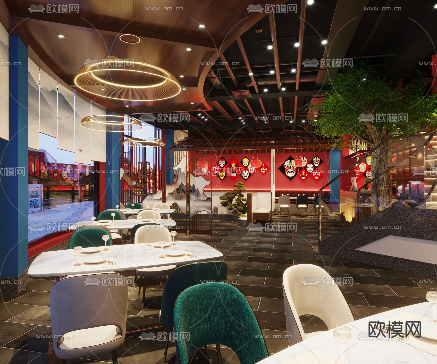 中式火锅店3d模型下载_ID12302556_3dmax免费模型-欧模网