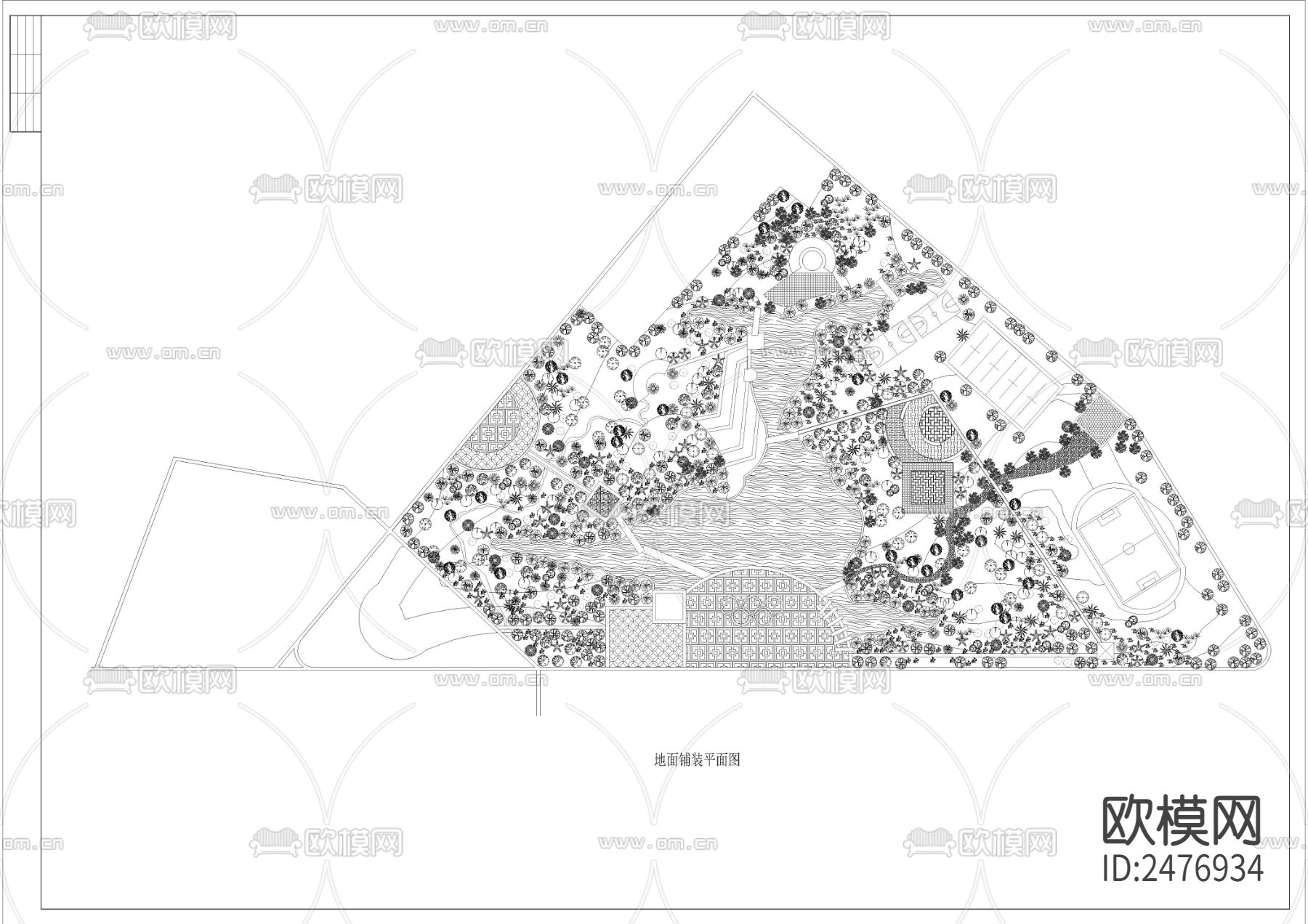 三角地块奥运主题公园景观cad施工图-免费3dmax模型库-欧模网