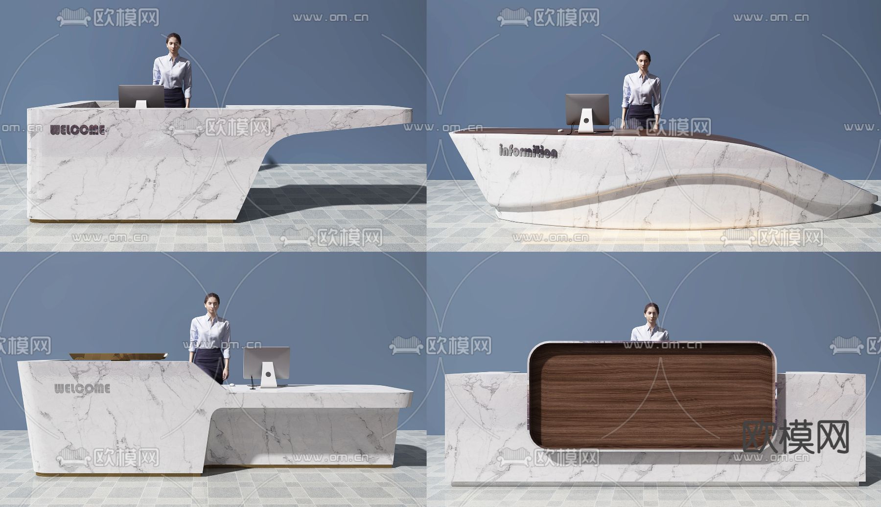 现代前台 接待台su模型下载_ID12303671_sketchup模型下载-欧模网