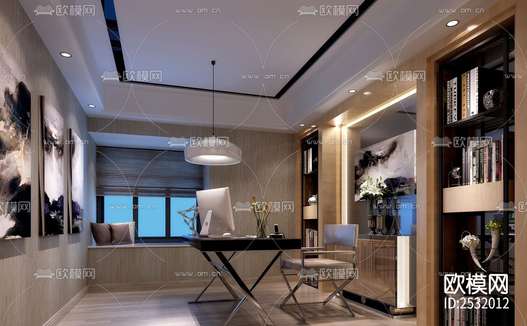 新中式大平层豪宅样板间cad施工图-免费3dmax模型库-欧模网