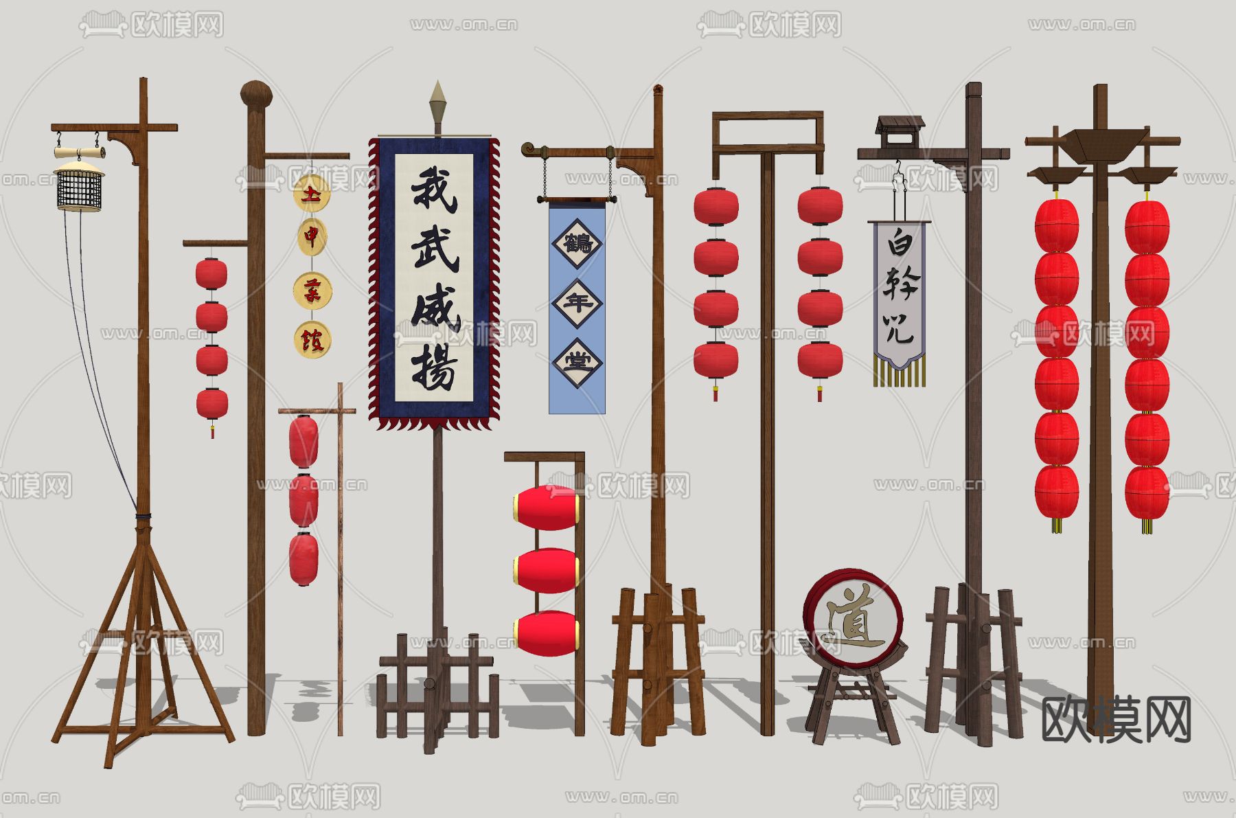 中式传统招牌幌子su模型下载_ID13038712_sketchup模型下载-欧模网