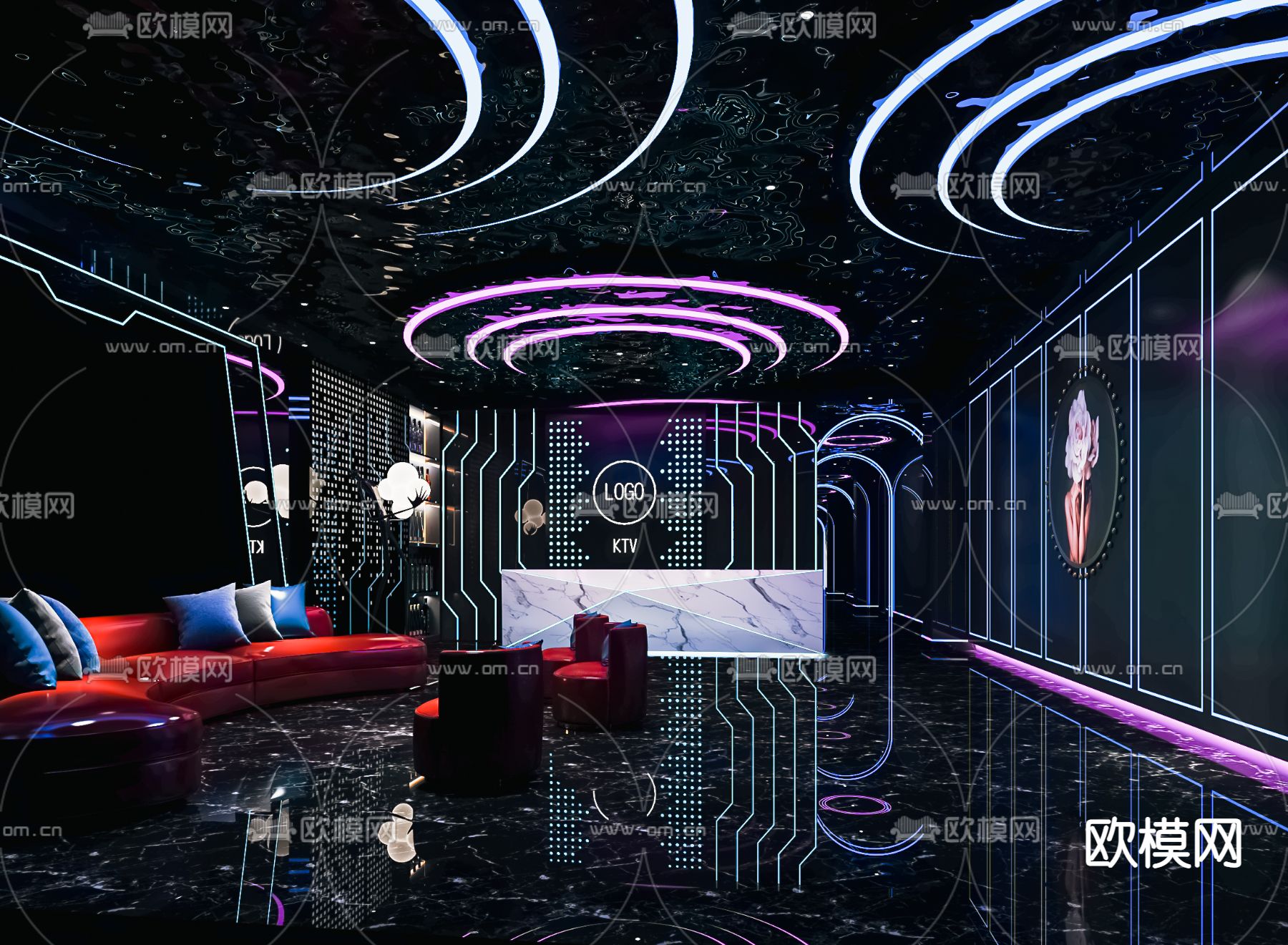 现代KTV大厅su模型下载_ID13045594_sketchup模型下载-欧模网