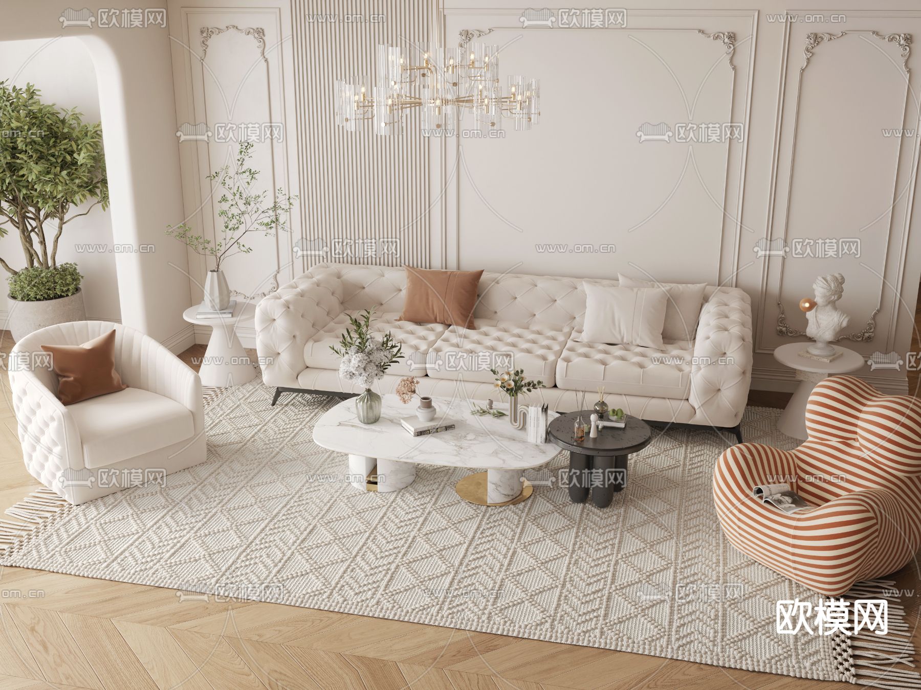 BAXTER 组合沙发3d模型下载_ID13049913_3dmax免费模型-欧模网