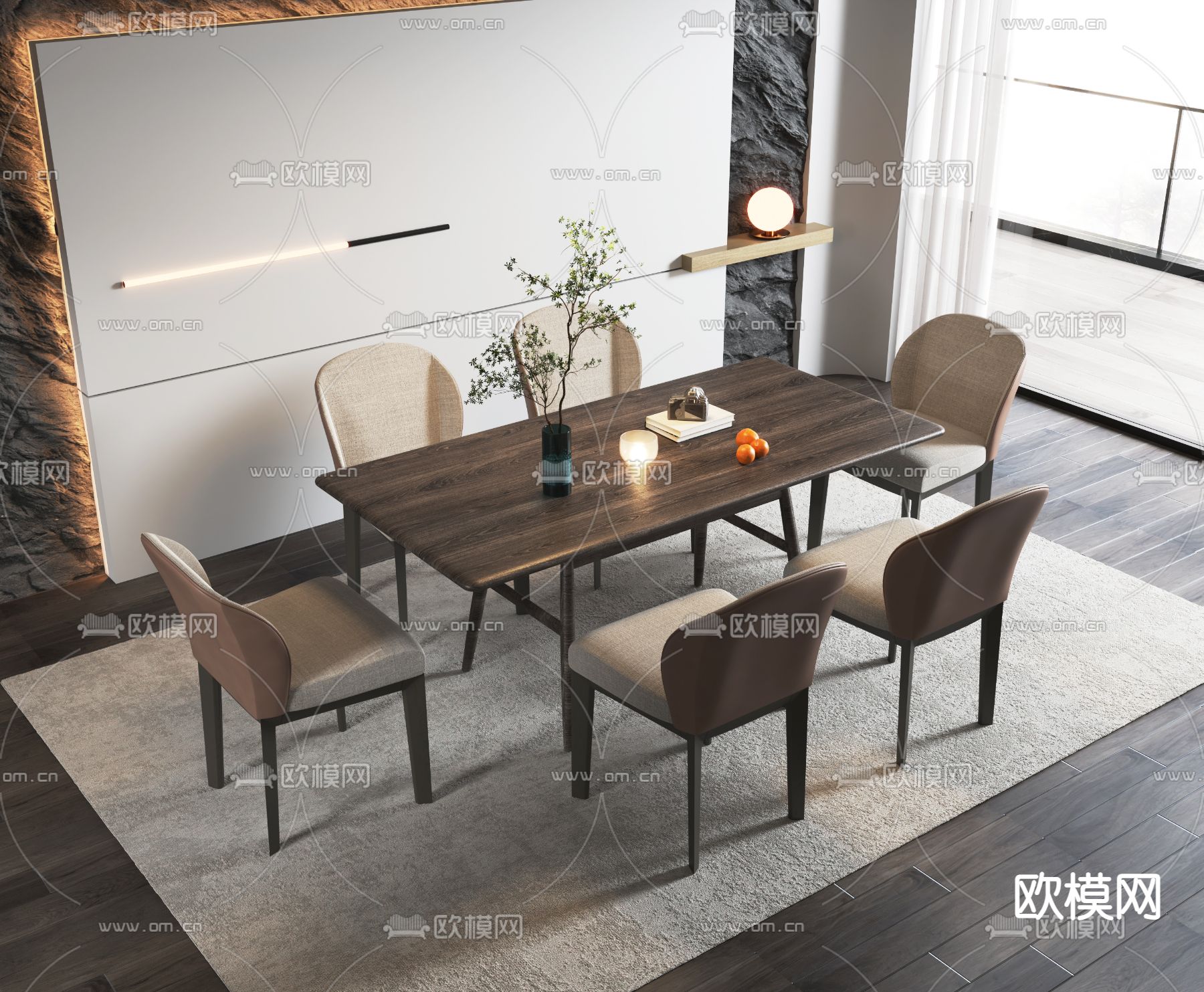 minotti 餐桌椅3d模型下载_ID10000897_3dmax免费模型-欧模网