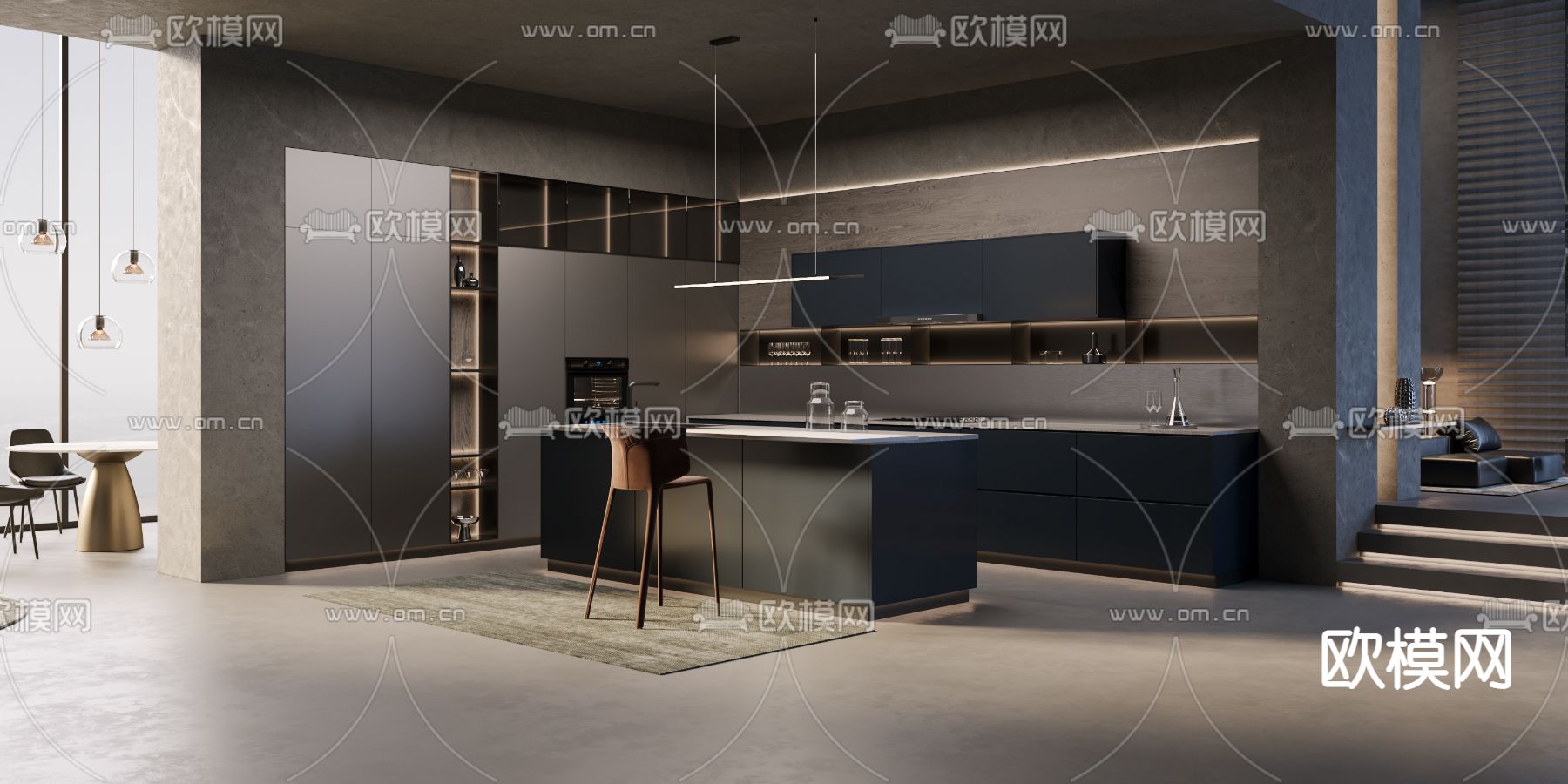 Poliform 厨房 橱柜3d模型下载_ID14005427_3dmax免费模型-欧模网