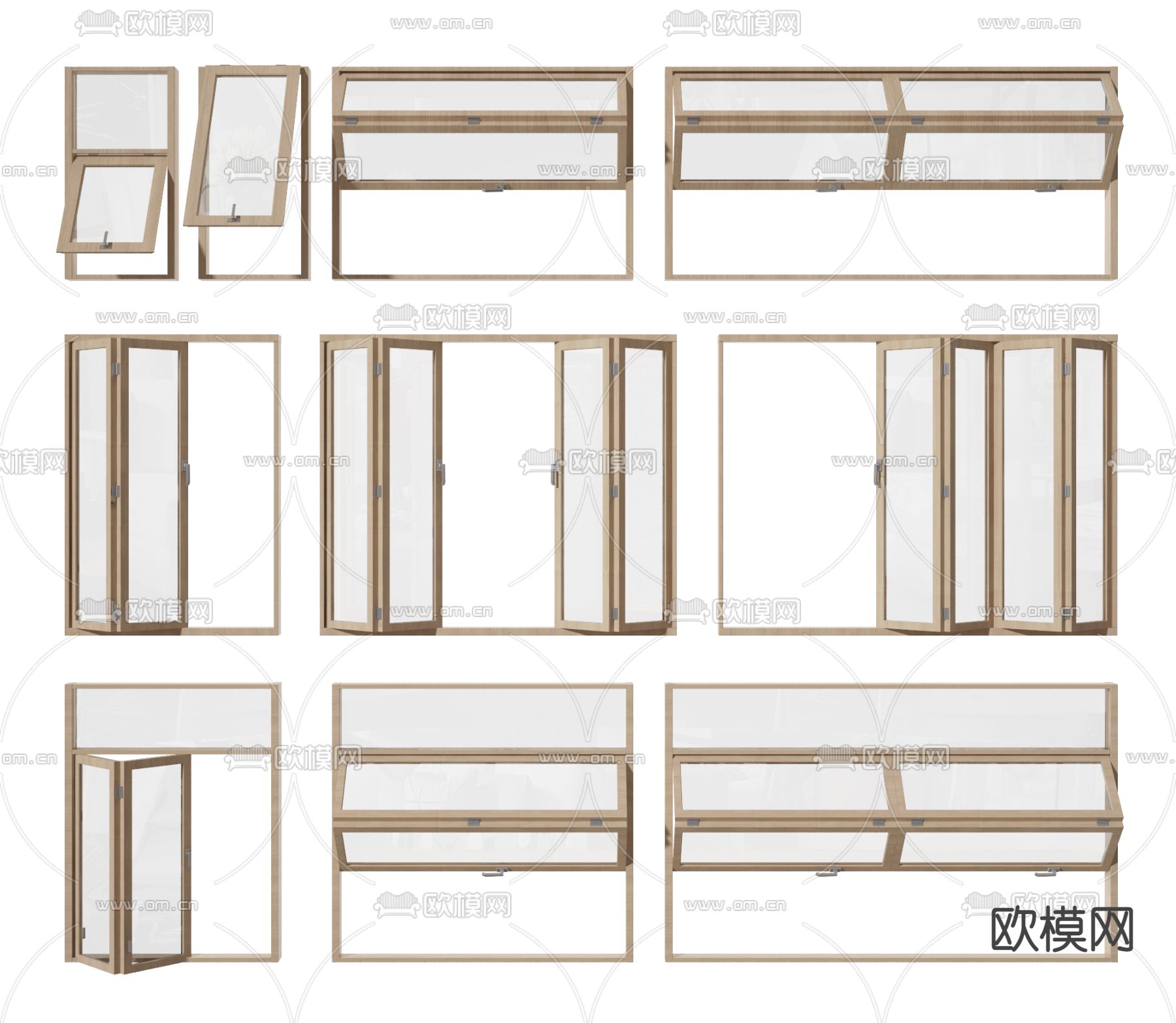 木质窗户 网红窗 折叠窗3d模型下载_ID14011043_3dmax免费模型-欧模网