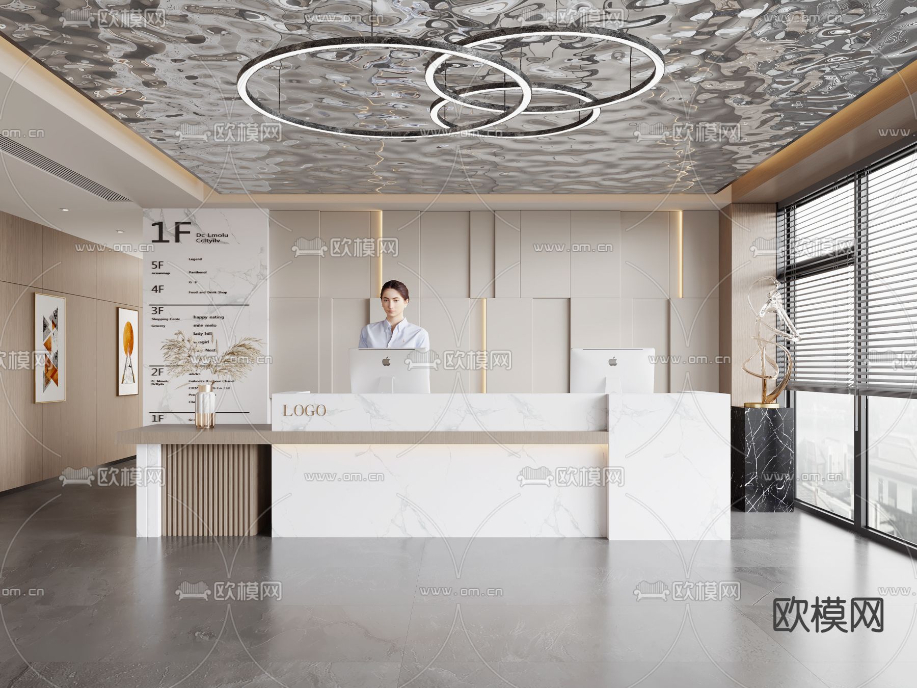 公司前台 接待台3d模型下载_ID14012708_3dmax免费模型-欧模网