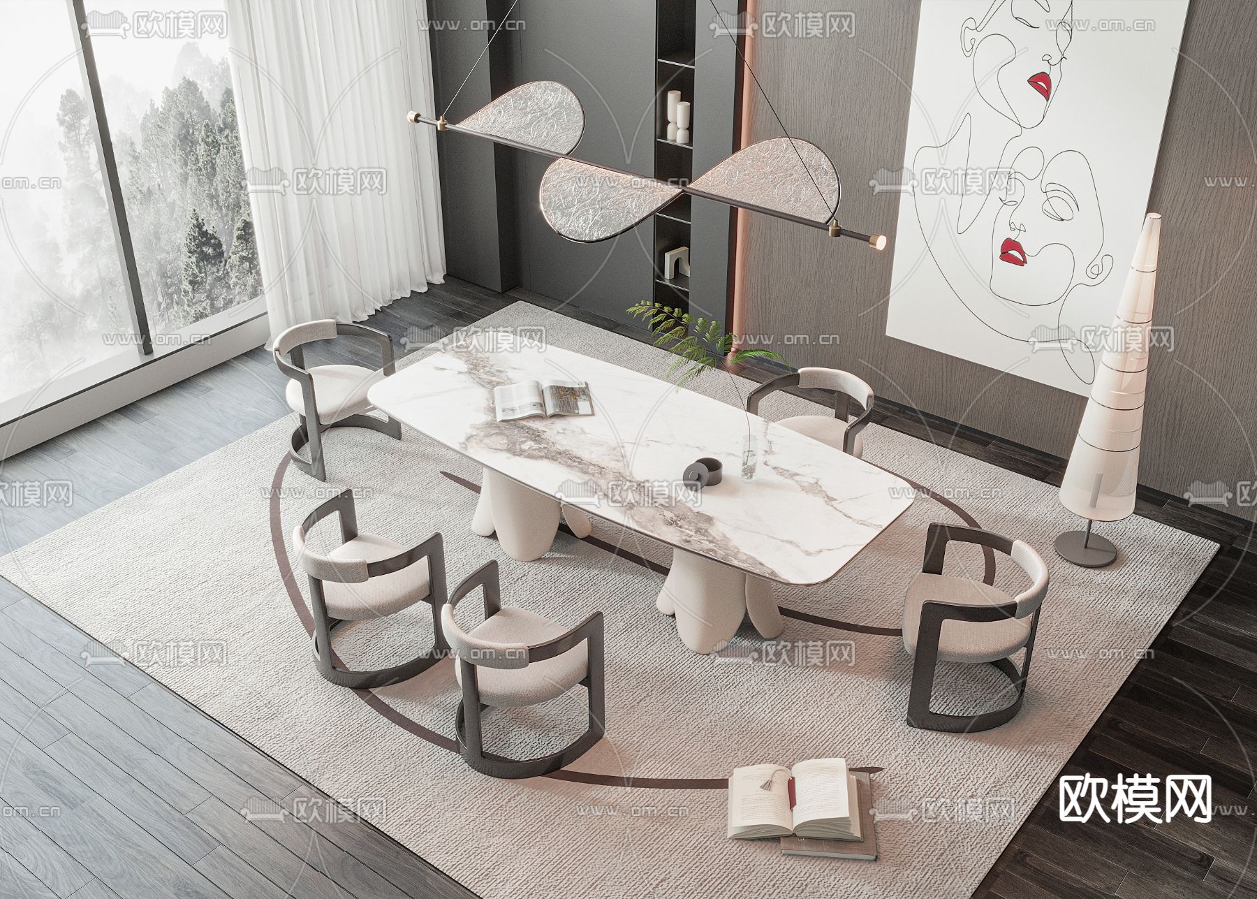 Poliform 餐桌椅3d模型下载_ID14020433_3dmax免费模型-欧模网