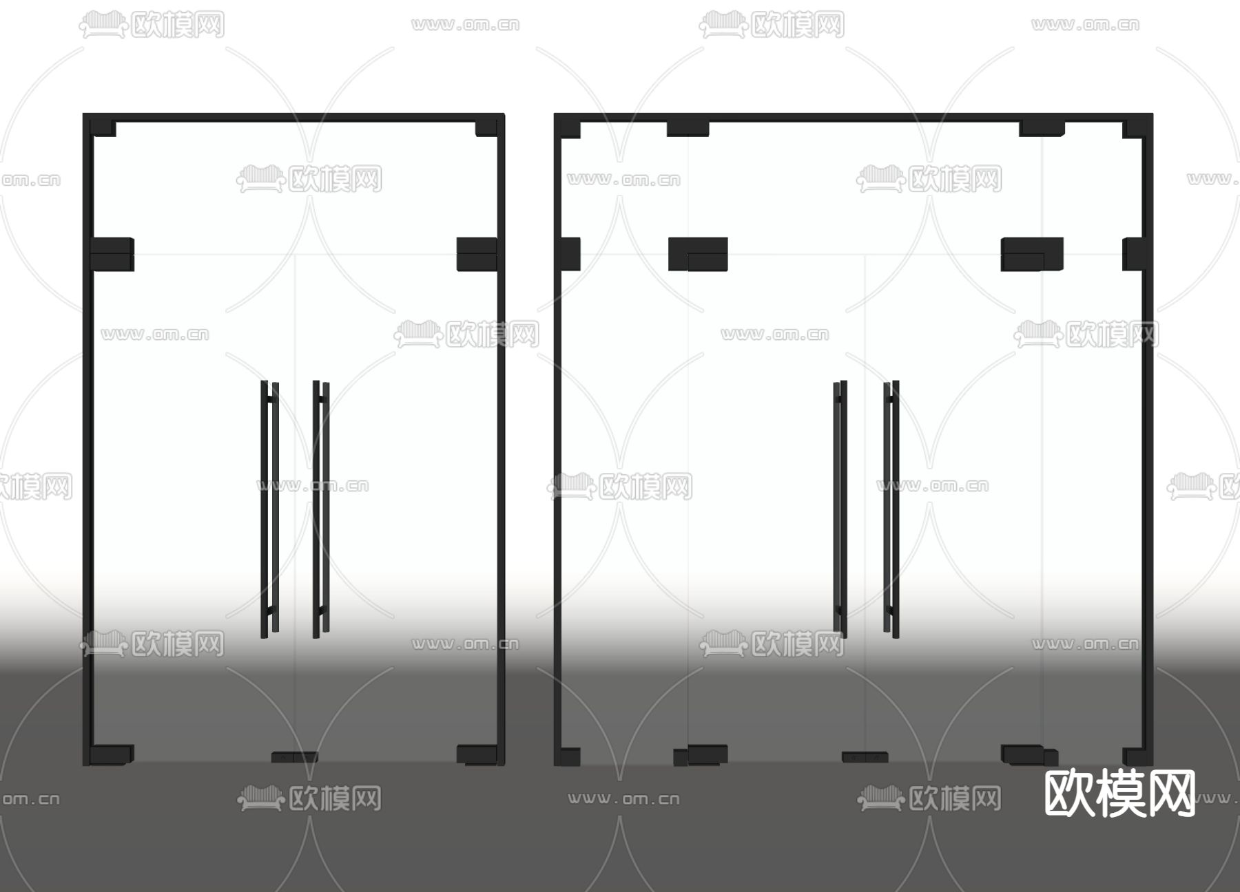 玻璃门 双开门 办公玻璃门su模型下载_ID14022270_sketchup模型下载-欧模网