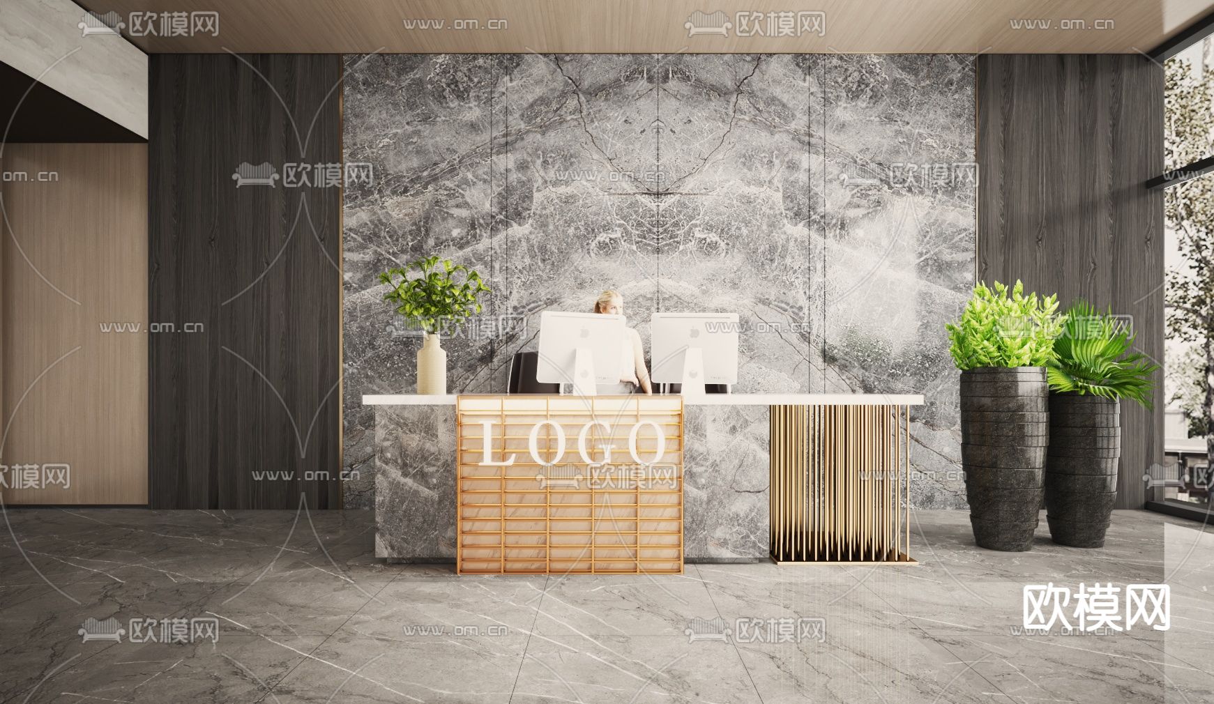 服务台 接待台 前台3d模型下载_ID14035085_3dmax免费模型-欧模网