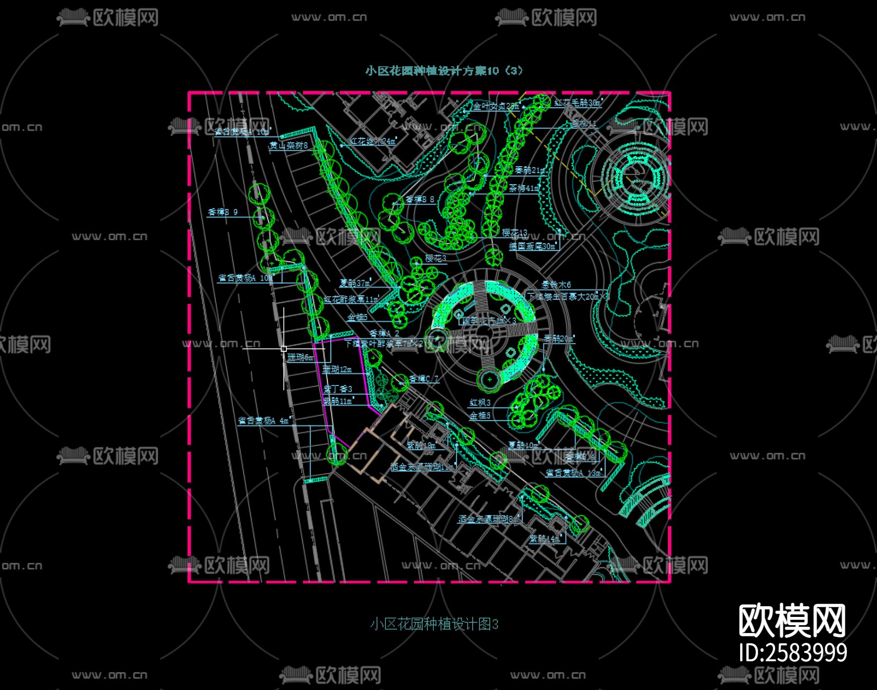 小区种植设计方案cad施工图-免费3dmax模型库-欧模网