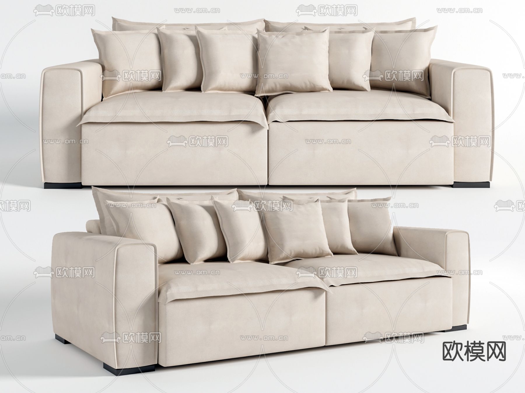 奶油风 双人沙发免费3d模型下载_ID14024867_3dmax免费模型-欧模网