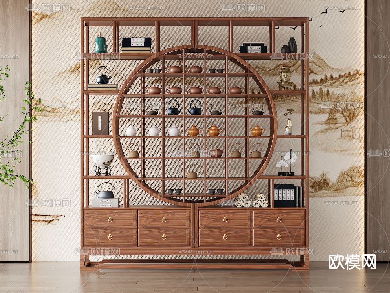 博古架 陈列架3d模型下载_ID14036908_3dmax免费模型-欧模网